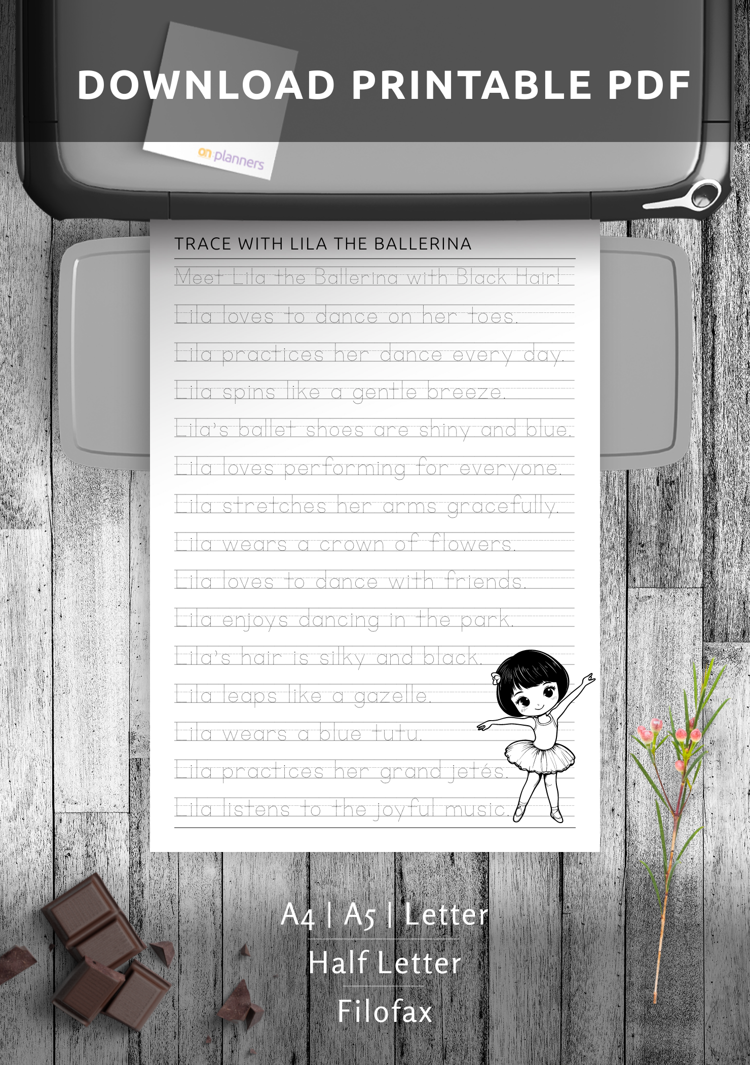 Download Trace & Write with Lila the Ballerina Printable PDF