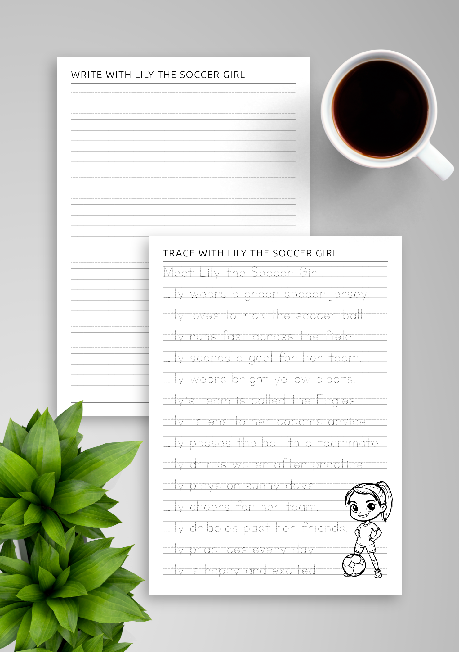 Download Trace & Write with Lily the Soccer Girl Printable PDF