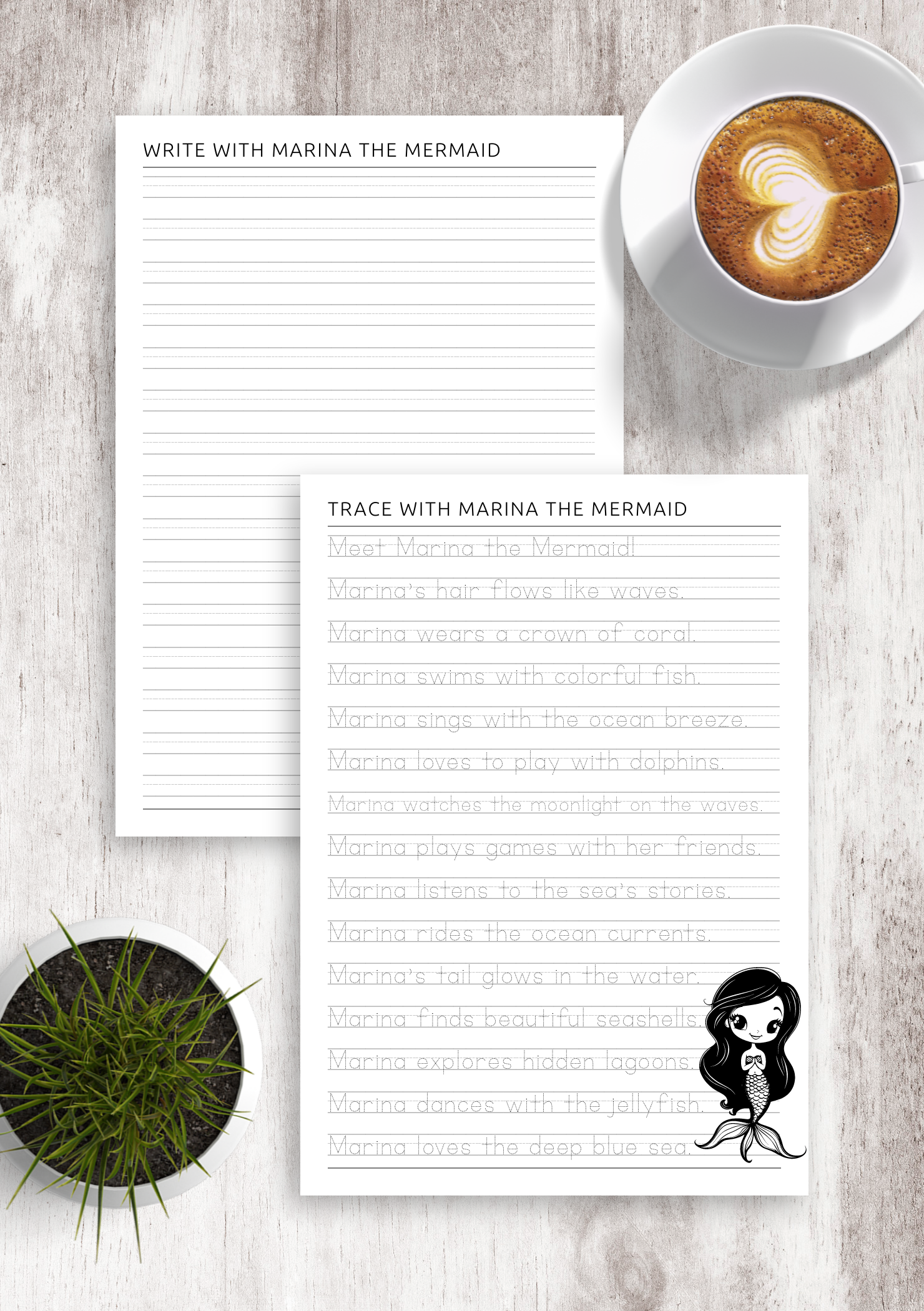 Download Trace & Write with Marina the Mermaid Printable PDF