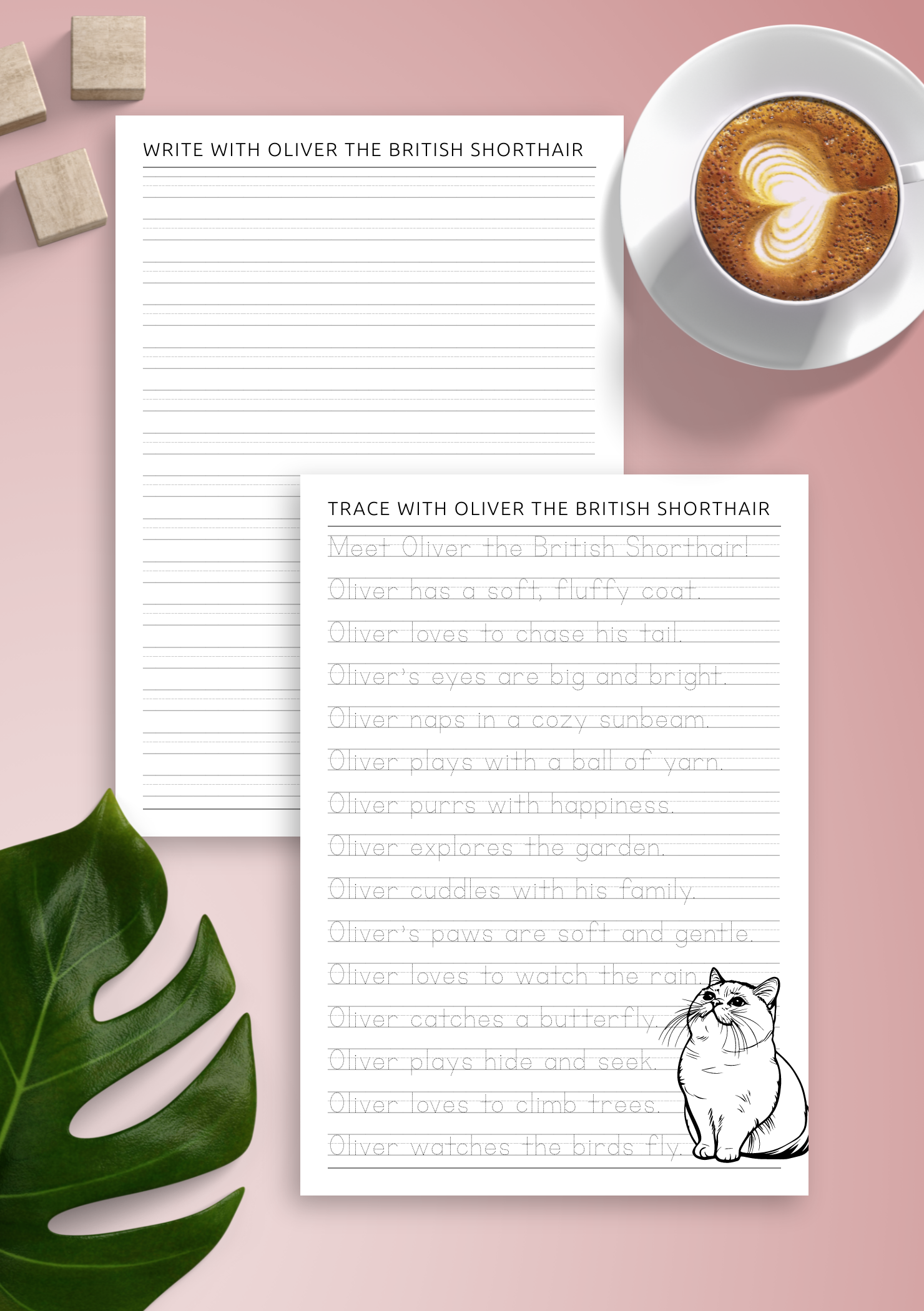 Download Trace & Write with Oliver the British Shorthair Printable PDF