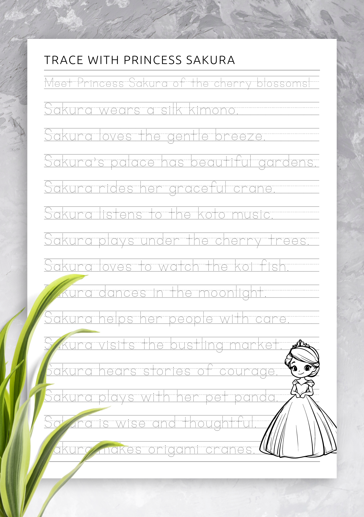 Download Trace & Write with Princess Sakura Printable PDF