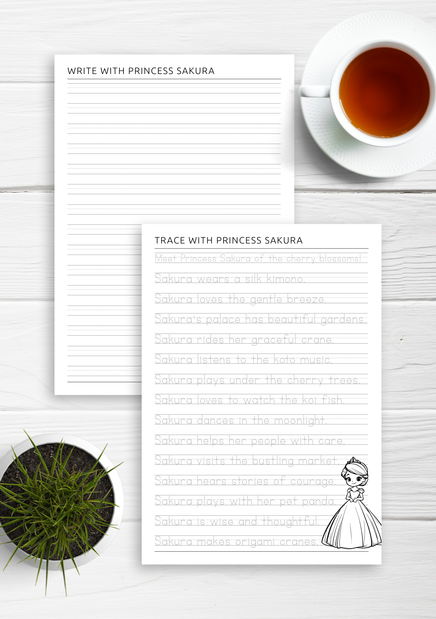 Download Trace & Write with Princess Sakura Printable PDF