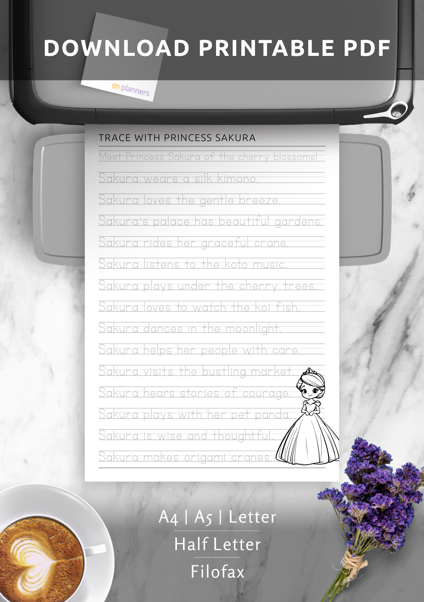 Download Trace & Write with Princess Sakura Printable PDF
