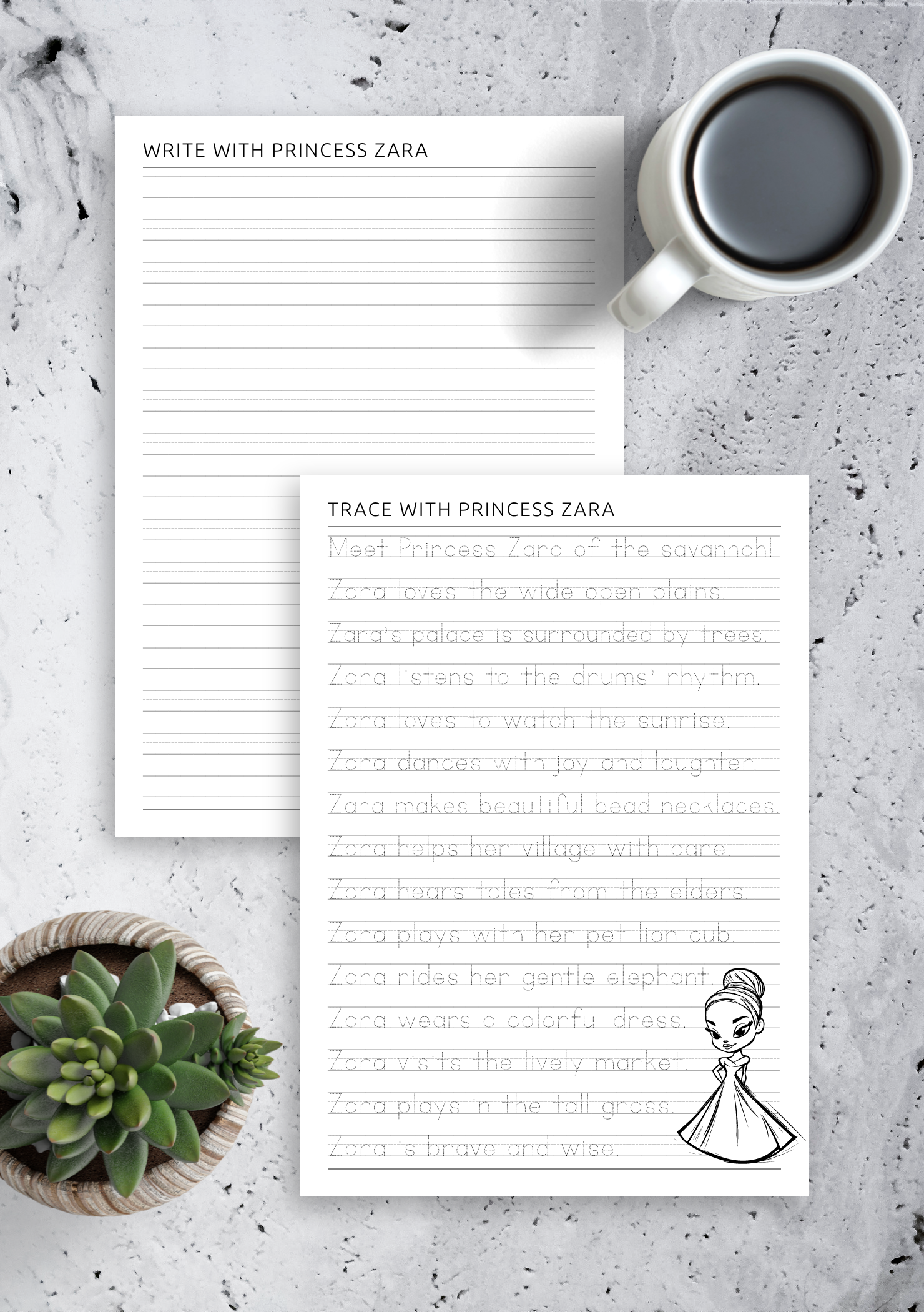 Download Trace & Write with Princess Zara Printable PDF