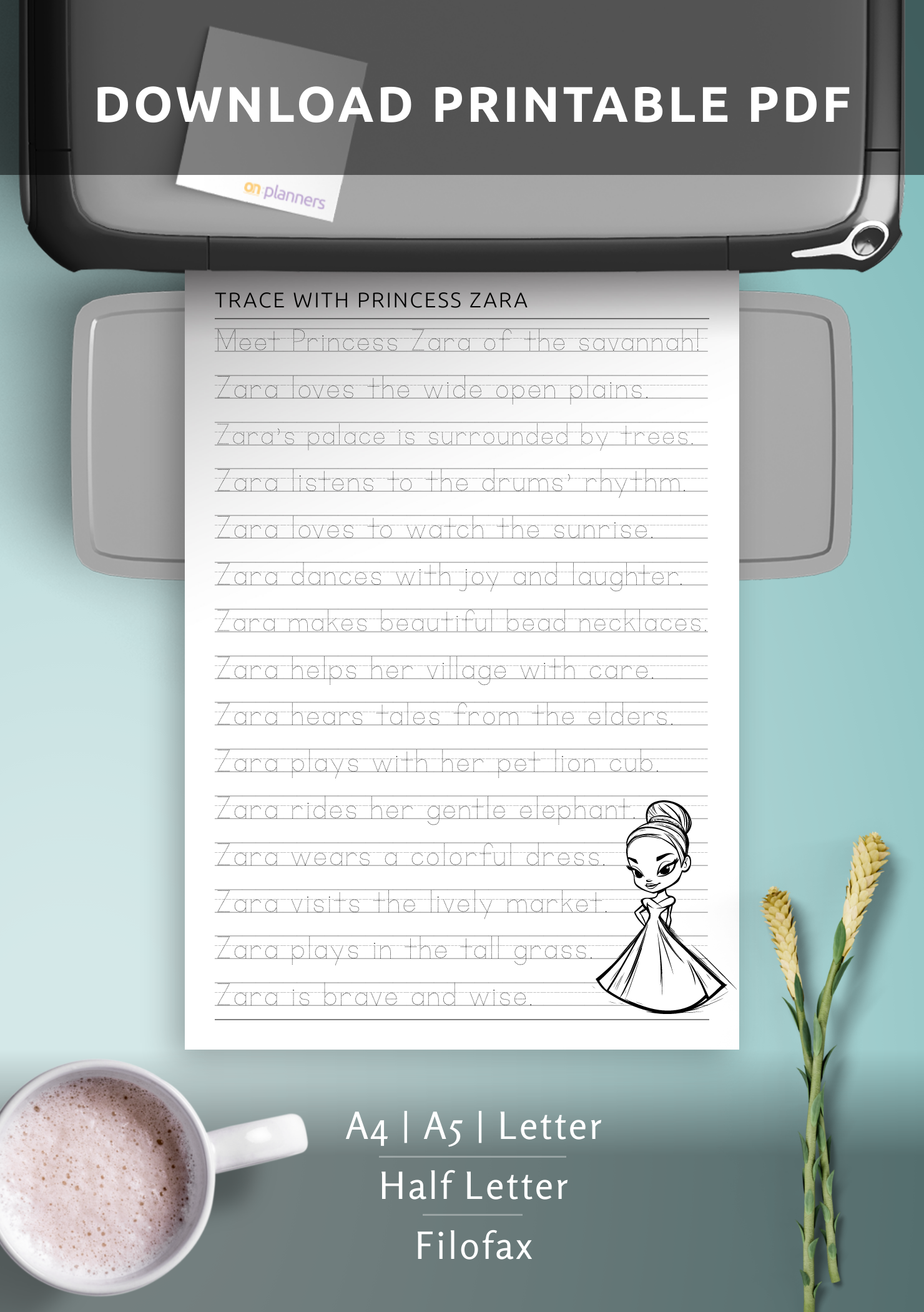 Download Trace & Write with Princess Zara Printable PDF