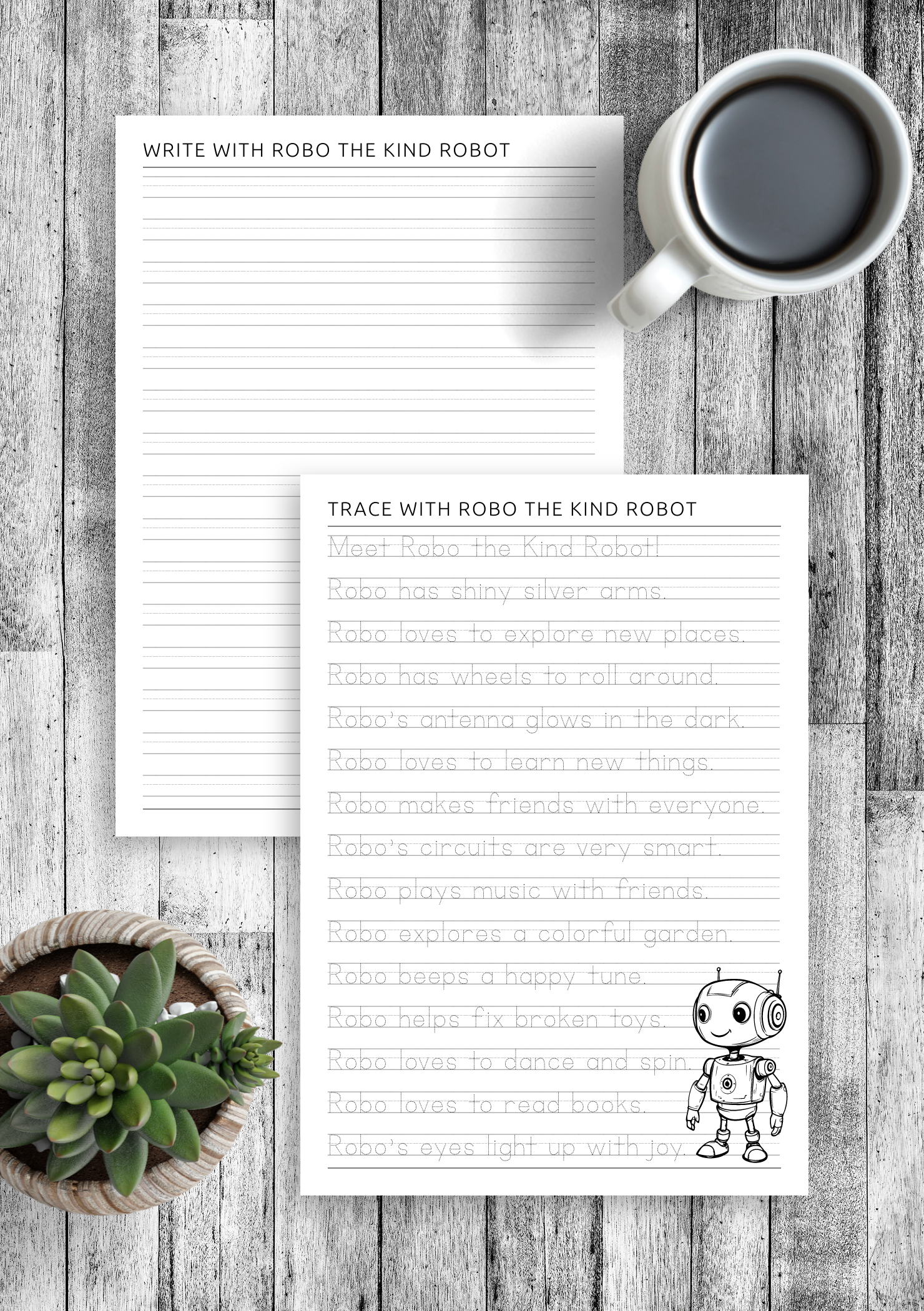 Download Trace & Write with Robo the Kind Robot Printable PDF
