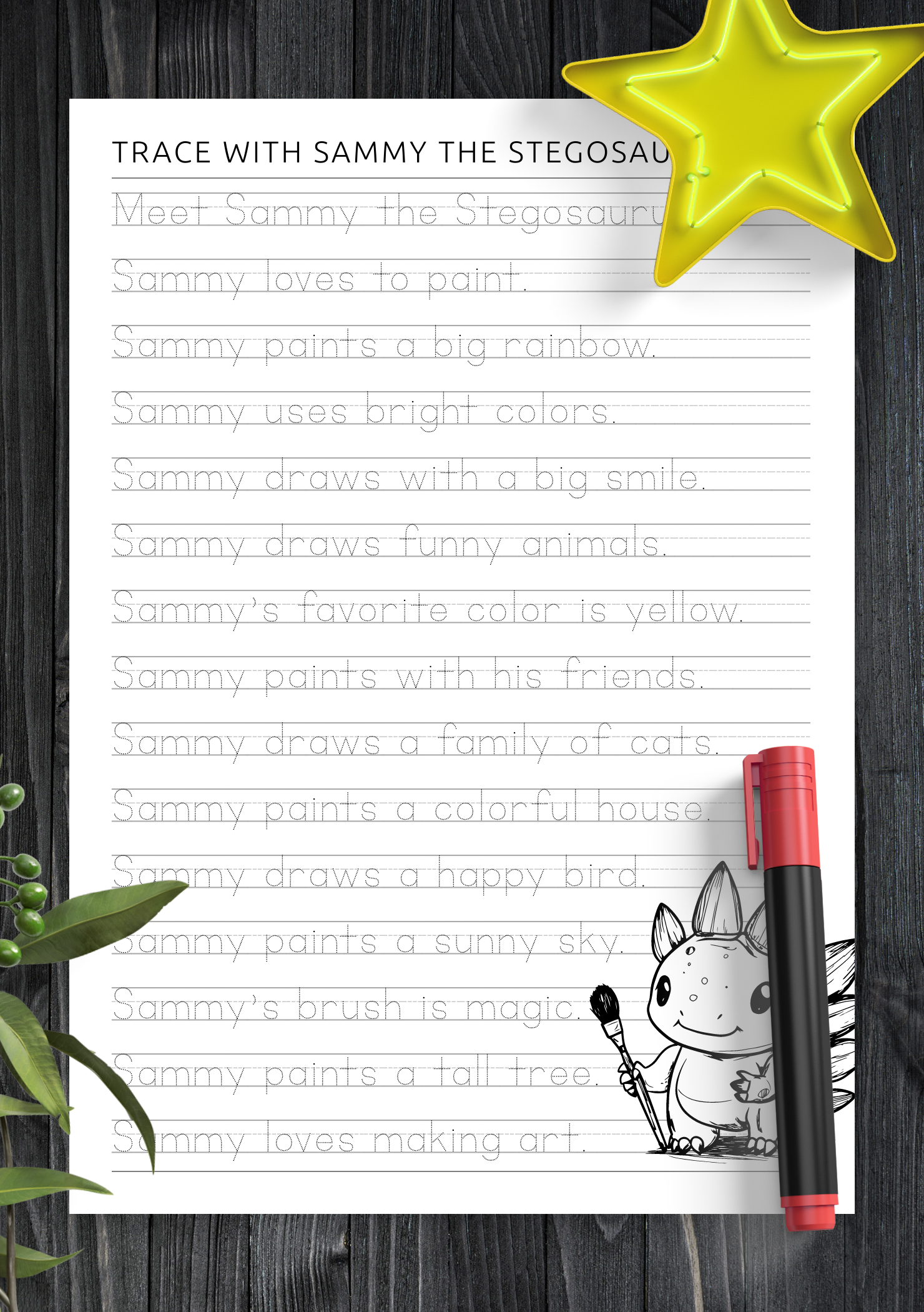 Download Trace & Write with Sammy the Stegosaurus Printable PDF