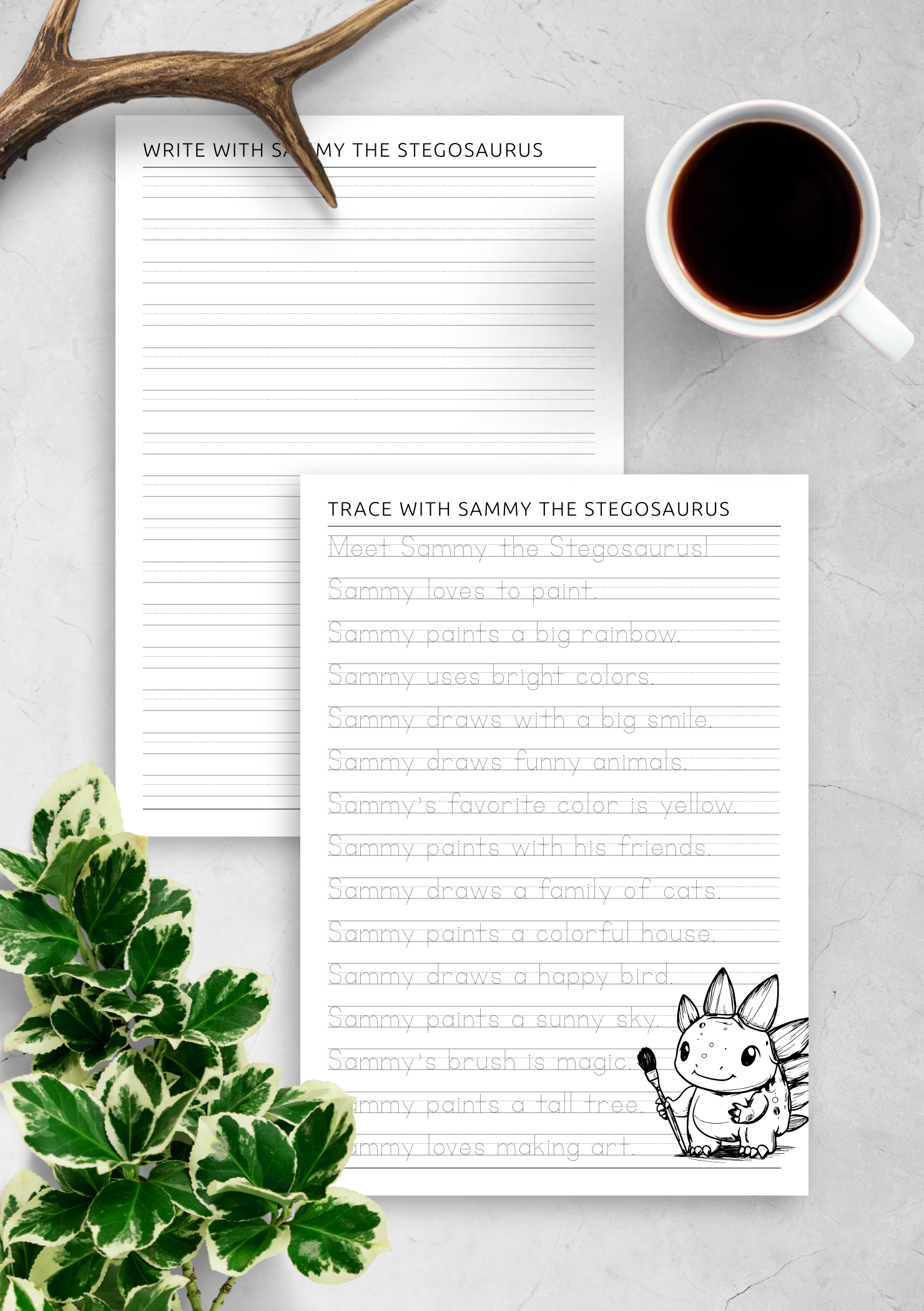 Download Trace & Write with Sammy the Stegosaurus Printable PDF