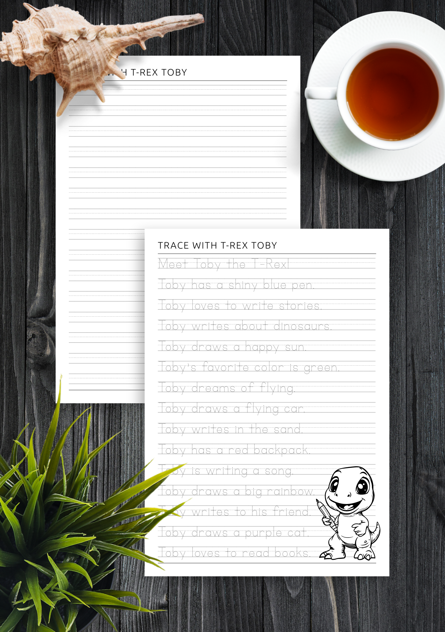Download Trace & Write with T-Rex Toby Printable PDF