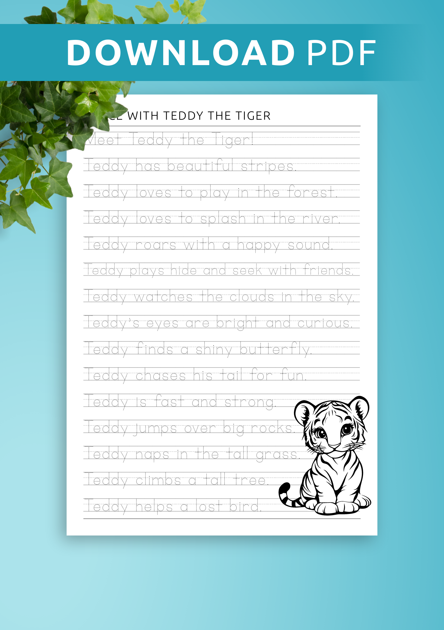 Download Trace & Write with Teddy the Tiger Printable PDF
