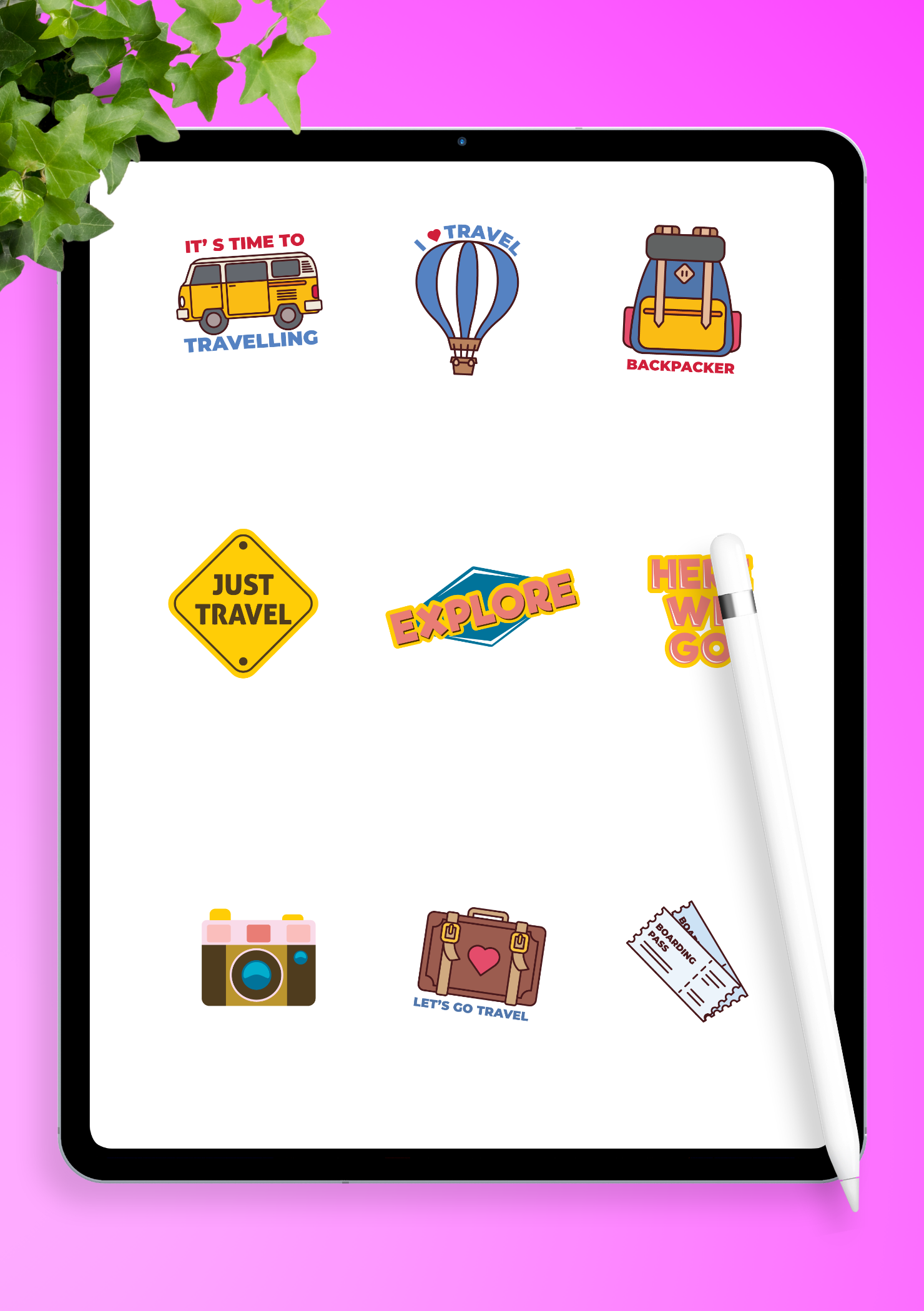 Download Backpacker's Travel Sticker Pack PNG