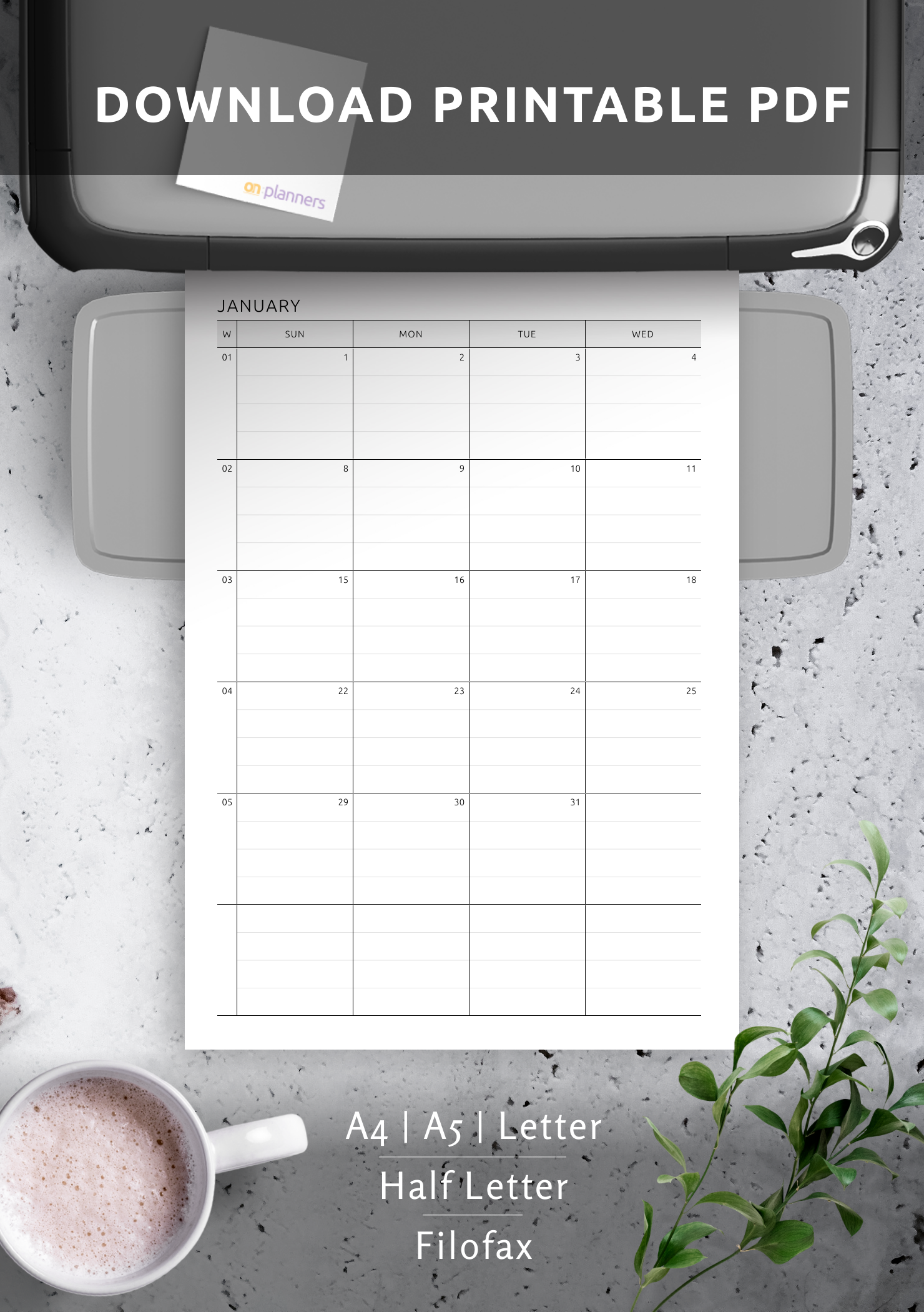 Download Printable Two Page Lined Monthly Calendar PDF