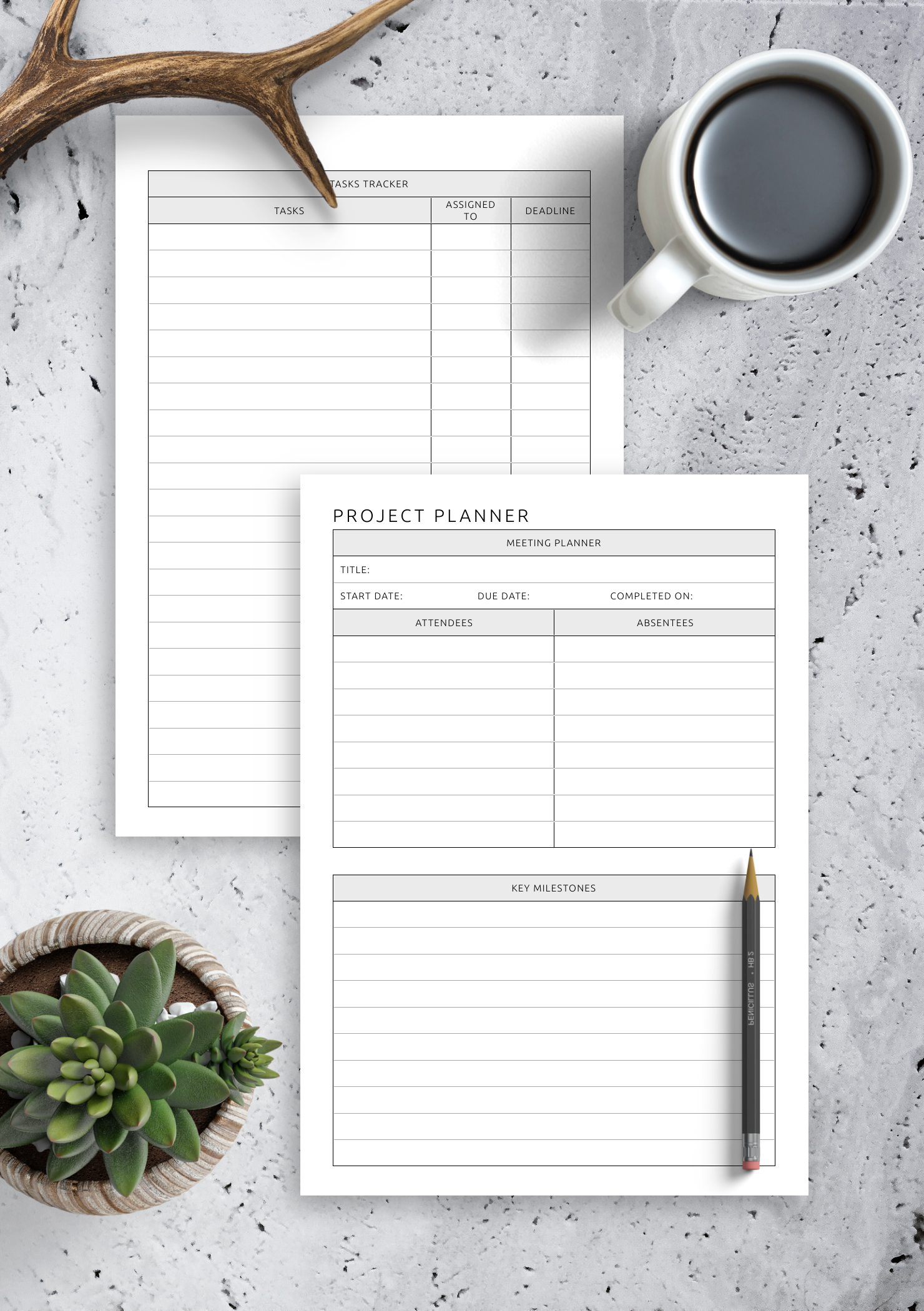 Download Printable Two Page Project Planner Template PDF