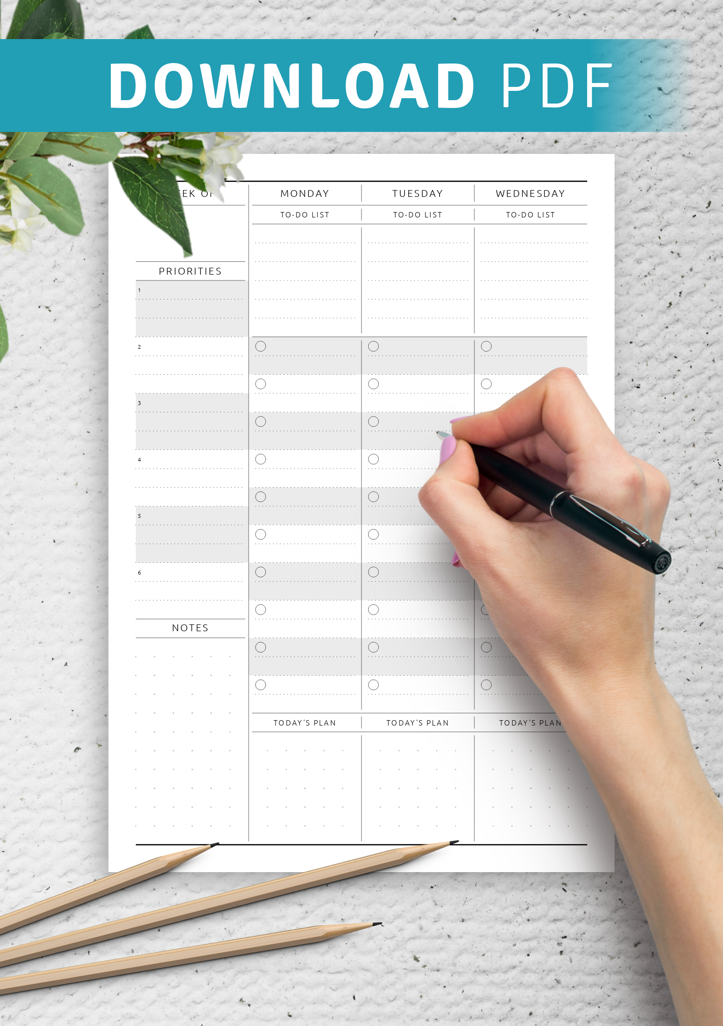 Download Printable Two Page Weekly To Do List - Original Style PDF