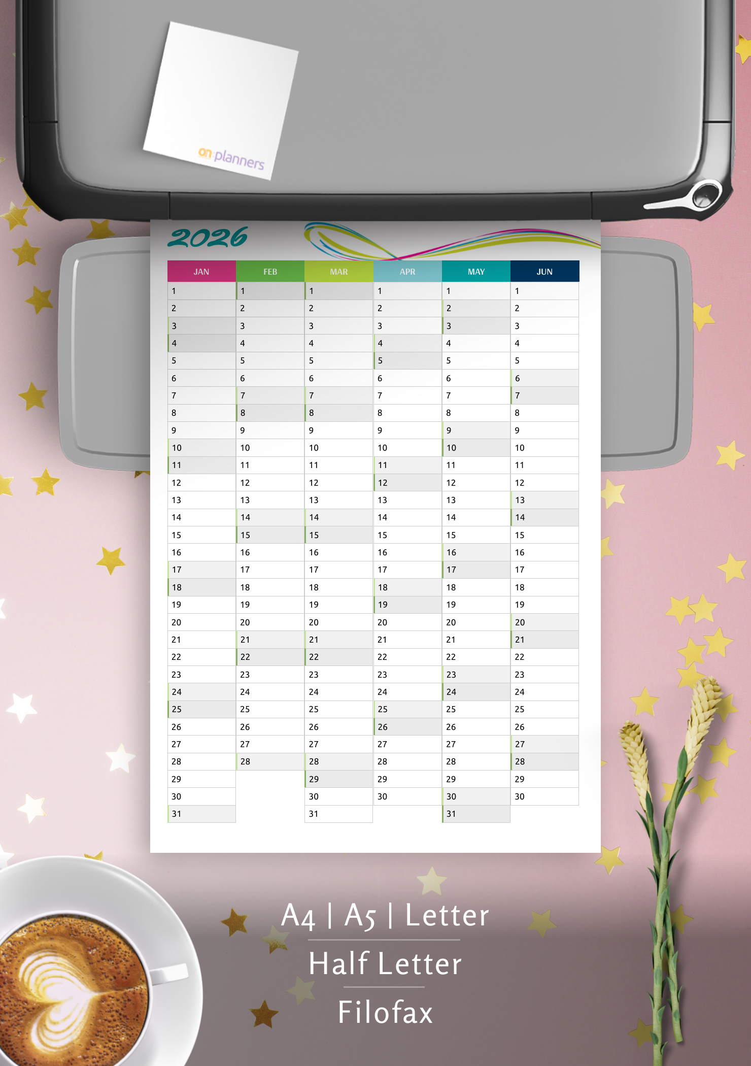 Download Printable Two pages vertical calendar PDF