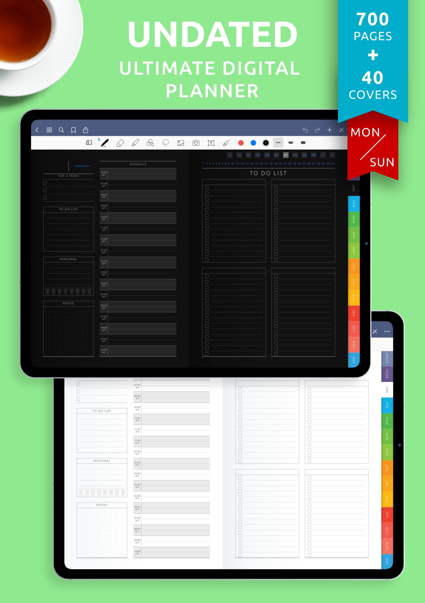 Download Ultimate Undated Digital Planner for iPad, Android Tablets