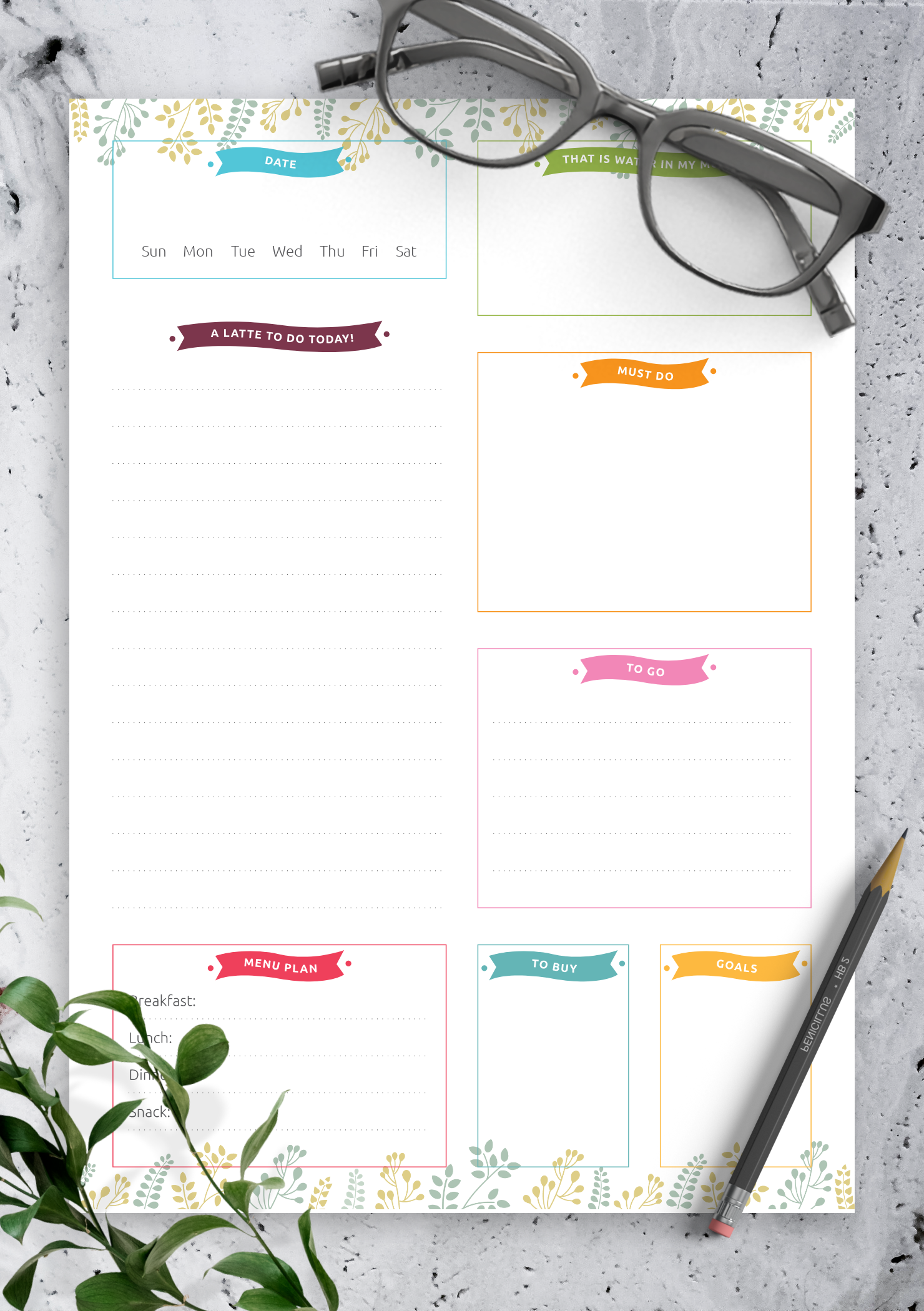 Download Printable Undated Colorful Daily Planner PDF
