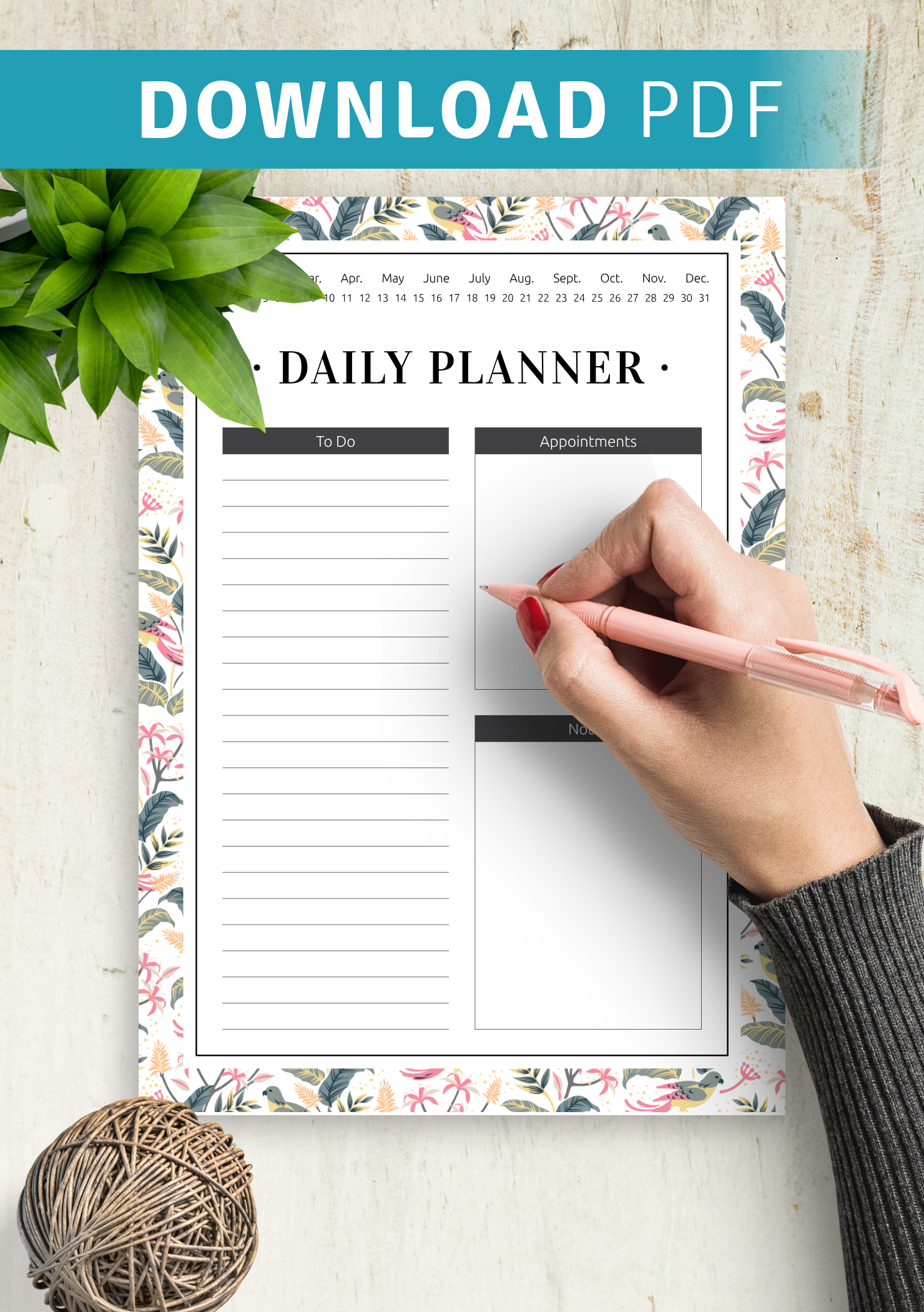 Download Printable Undated Daily Planner with To-Do list PDF