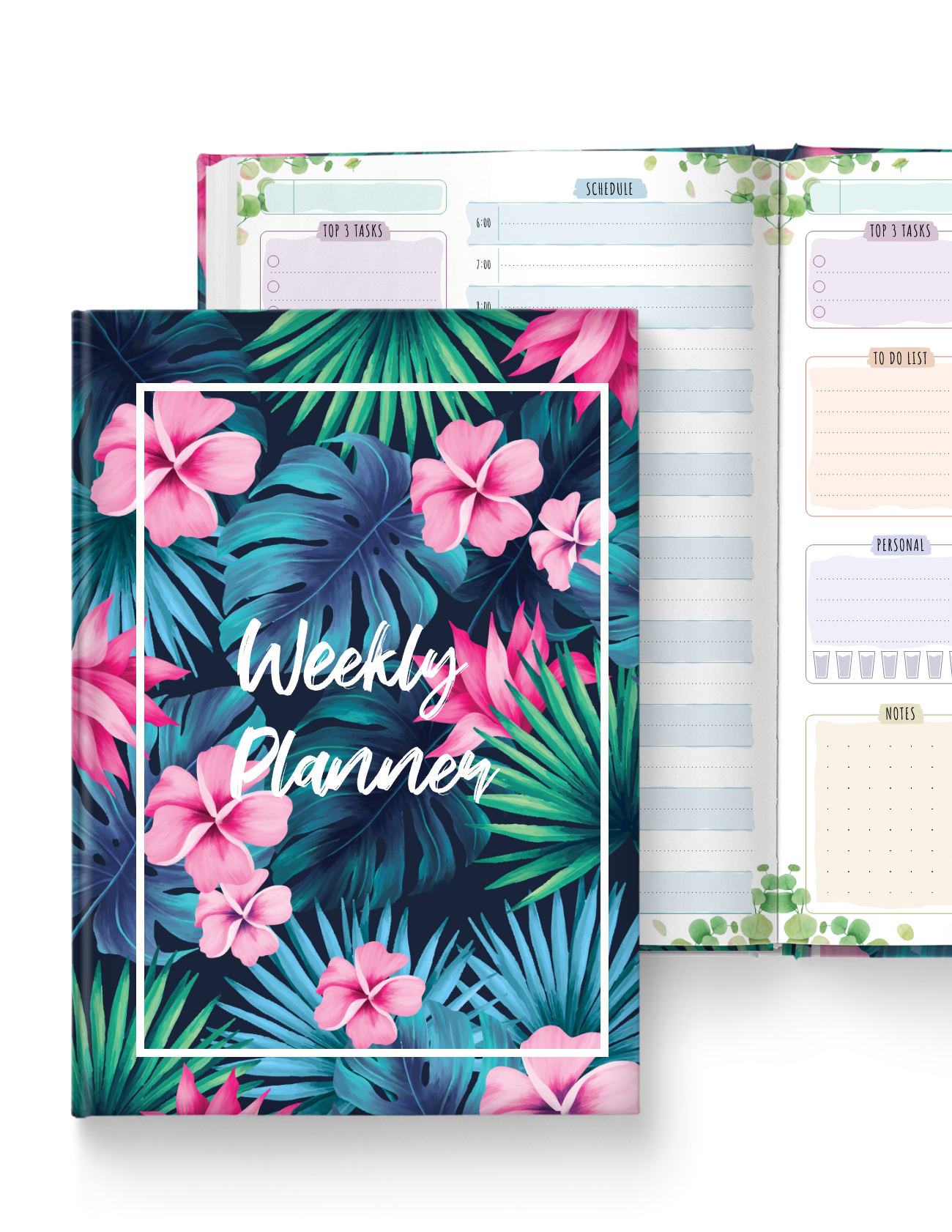 Download Printable Undated Daily Planner Hardcover - Floral Style PDF