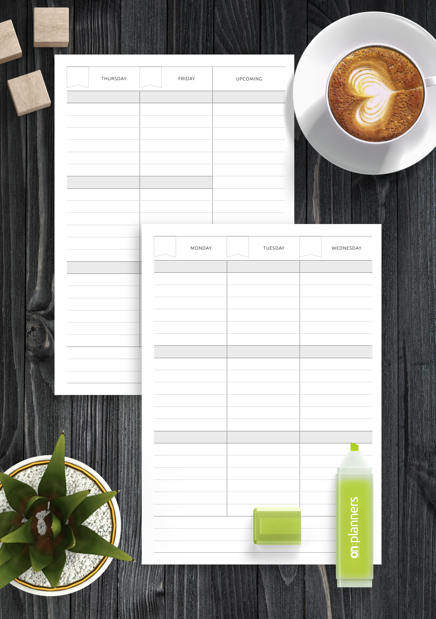 Download Printable Undated Work Week Schedule PDF