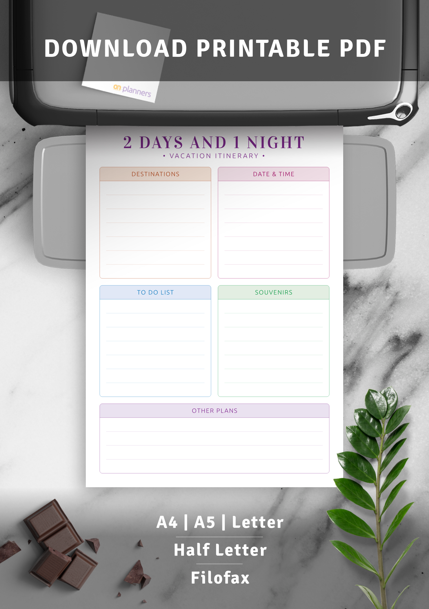Vacation Itinerary Template – Digital & Printable PDF Plan