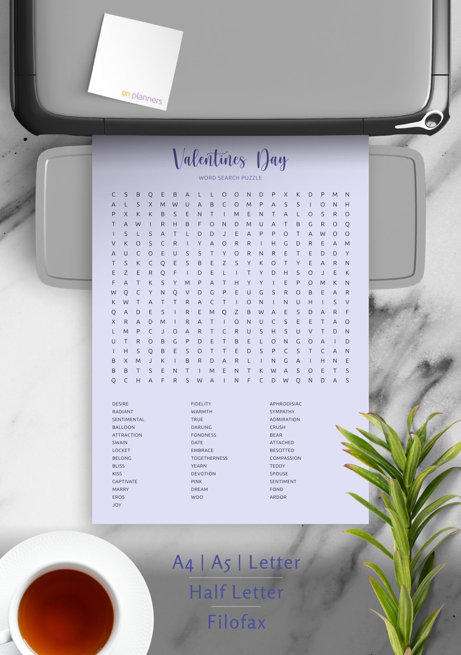 Download Printable Valentine's Day Word Search in PDF