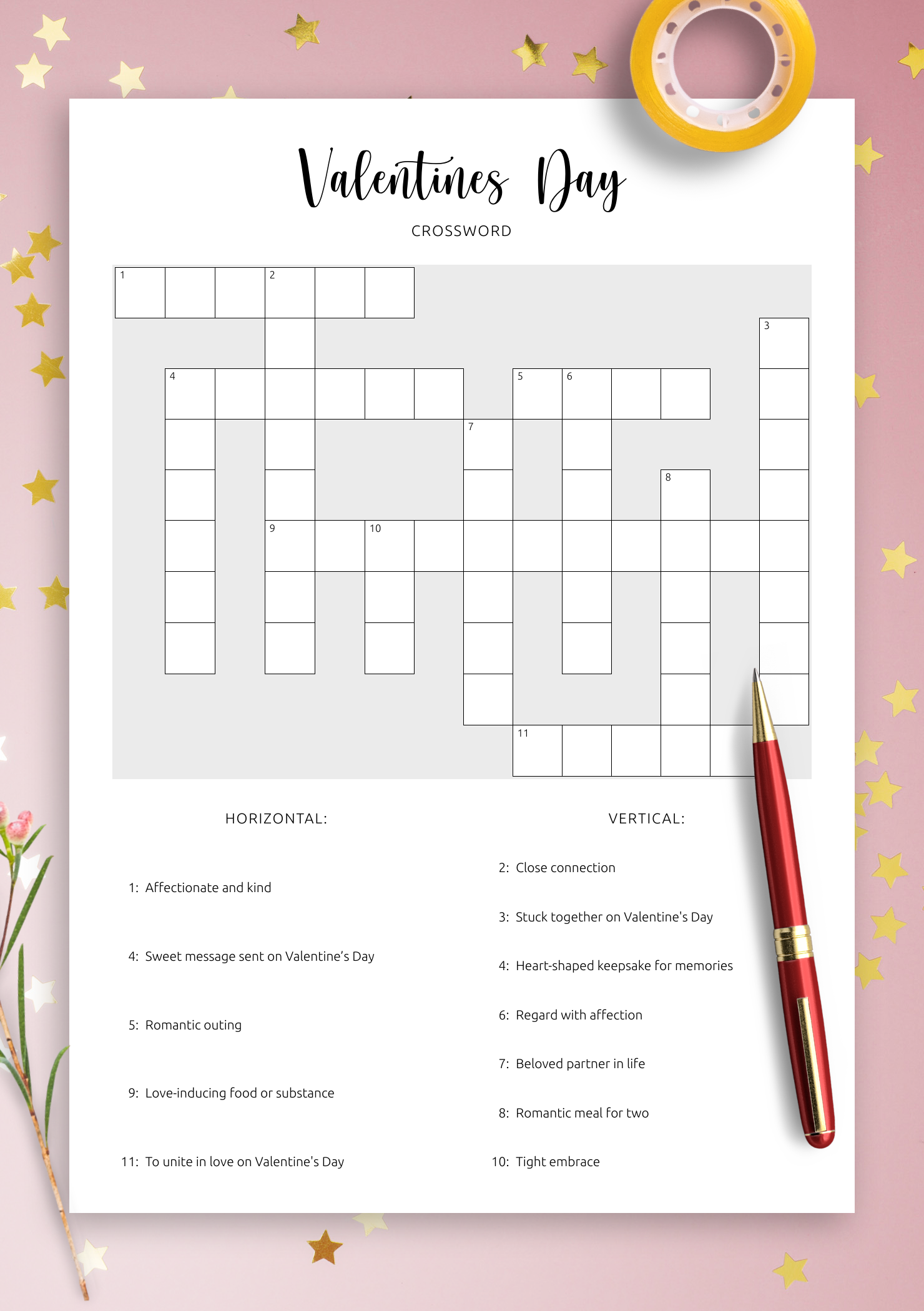 Download Printable Valentine's Day Crossword PDF – Feel the Love