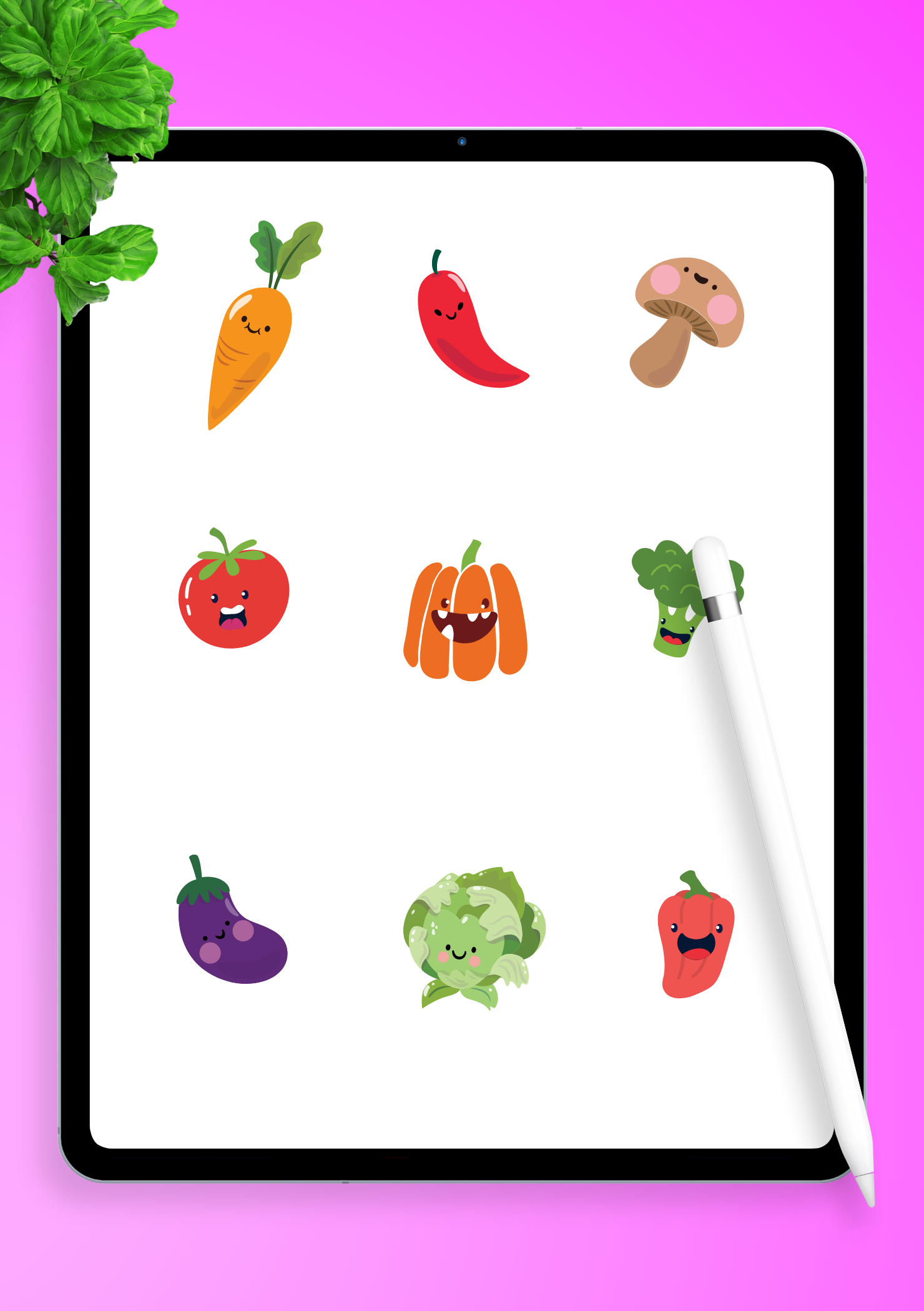 Download Cute Vegetables Sticker Pack PNG