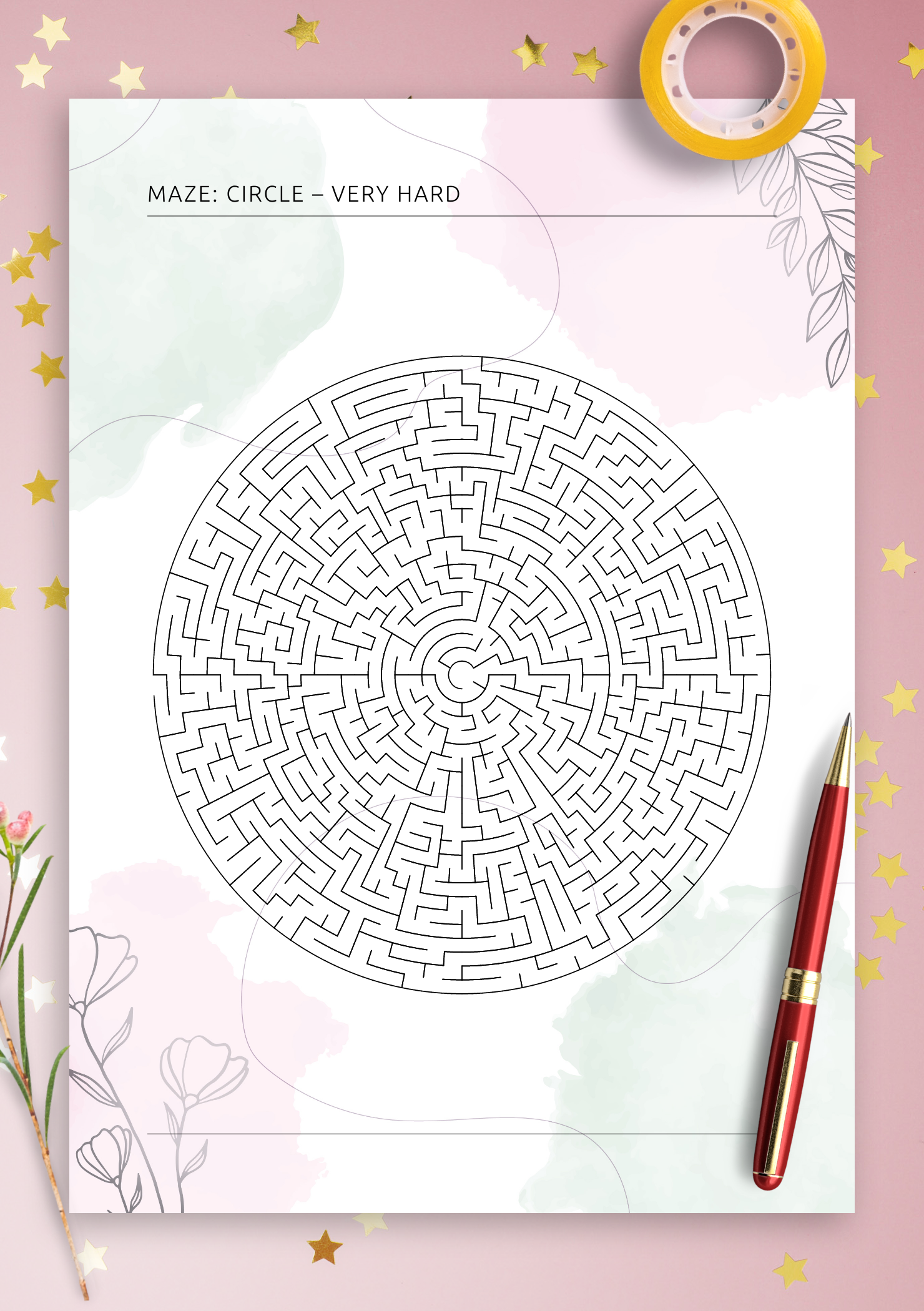 Download Printable Very Hard Circle Maze PDF