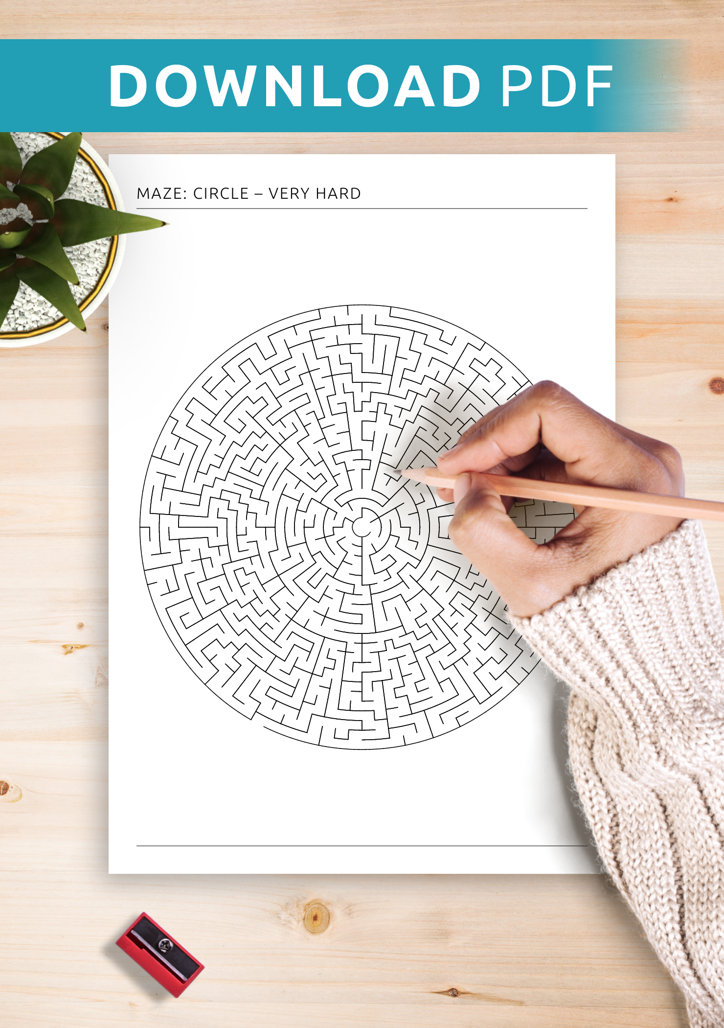 Download Printable Very Hard Circle Maze PDF