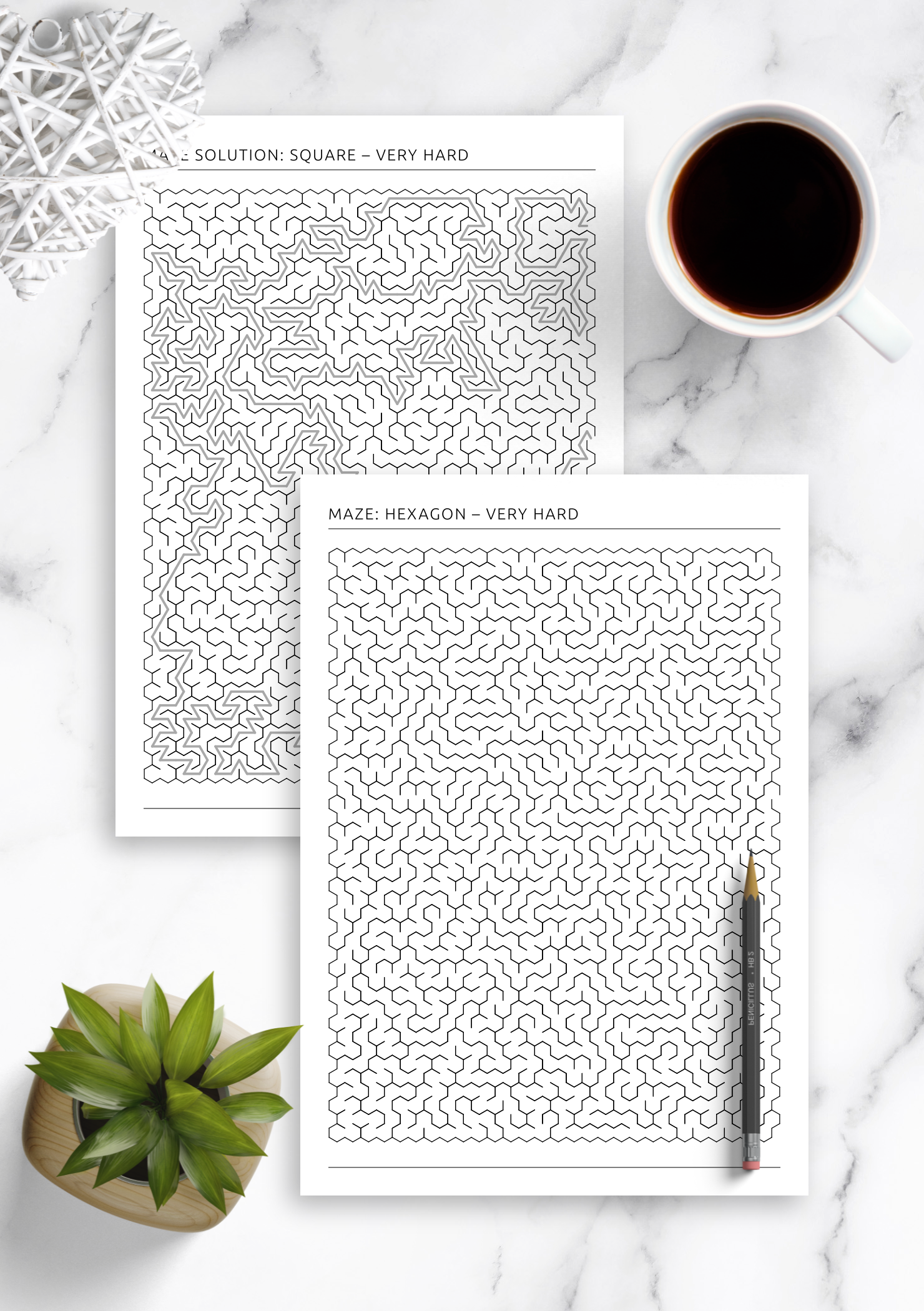 Download Printable Very Hard Hexagon Maze PDF