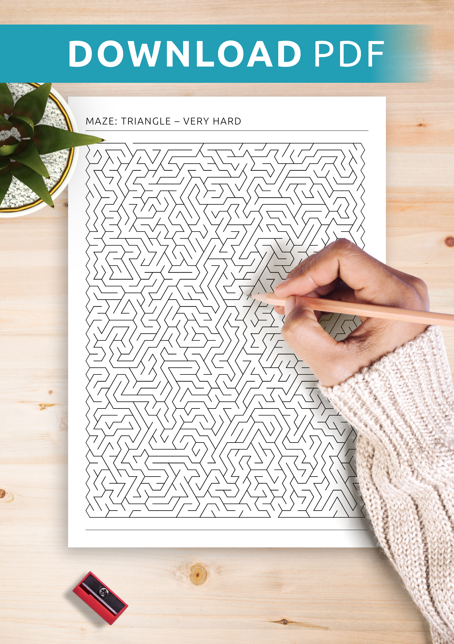 Download Printable Very Hard Triangle Maze PDF