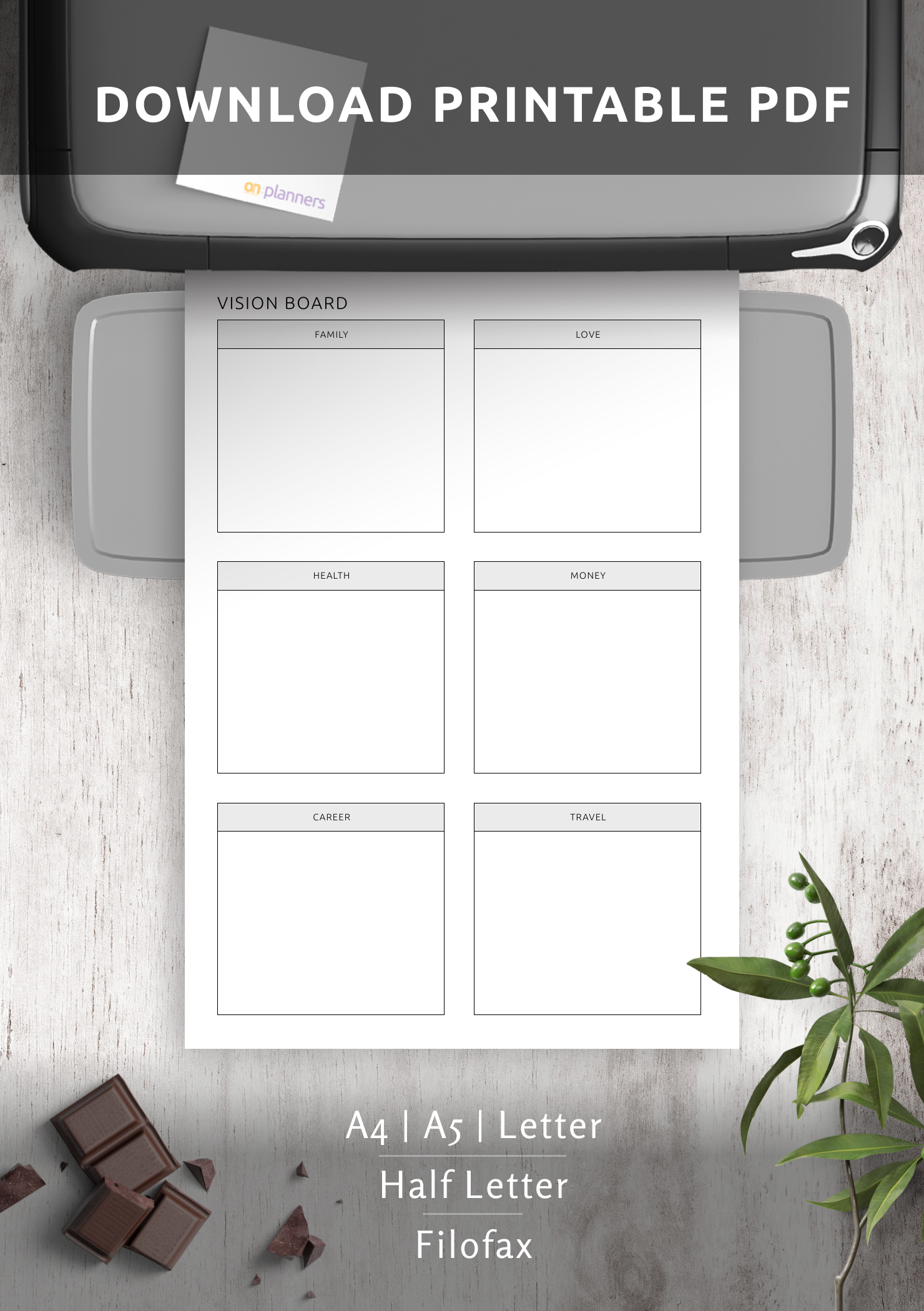 Vision Board Template – Inspiring & Customizable PDF Layout