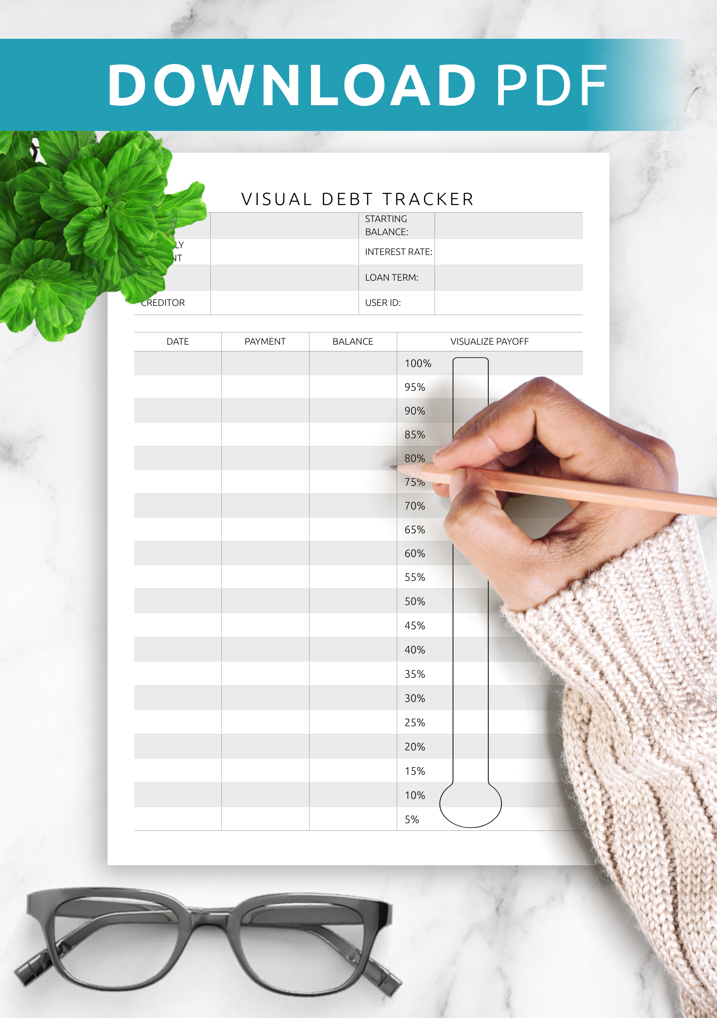 Download Printable Visual Debt Tracker Template PDF