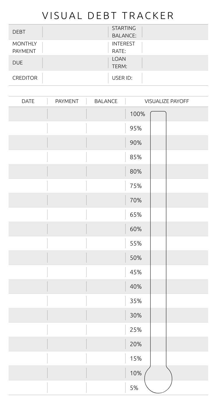 Download Printable Visual Debt Tracker Template PDF