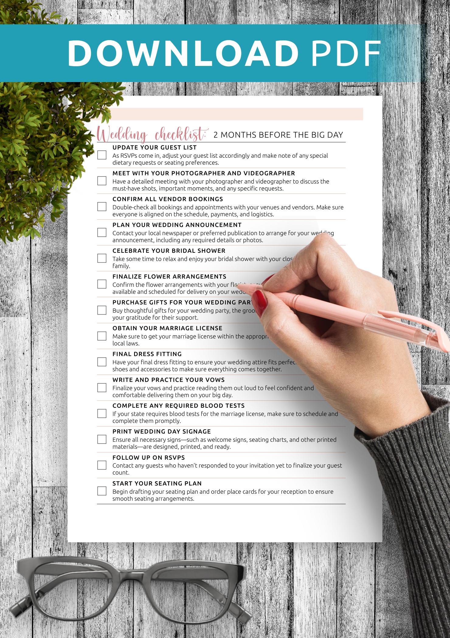 Download Printable Wedding Checklist: 2 Months Before the Big Day PDF