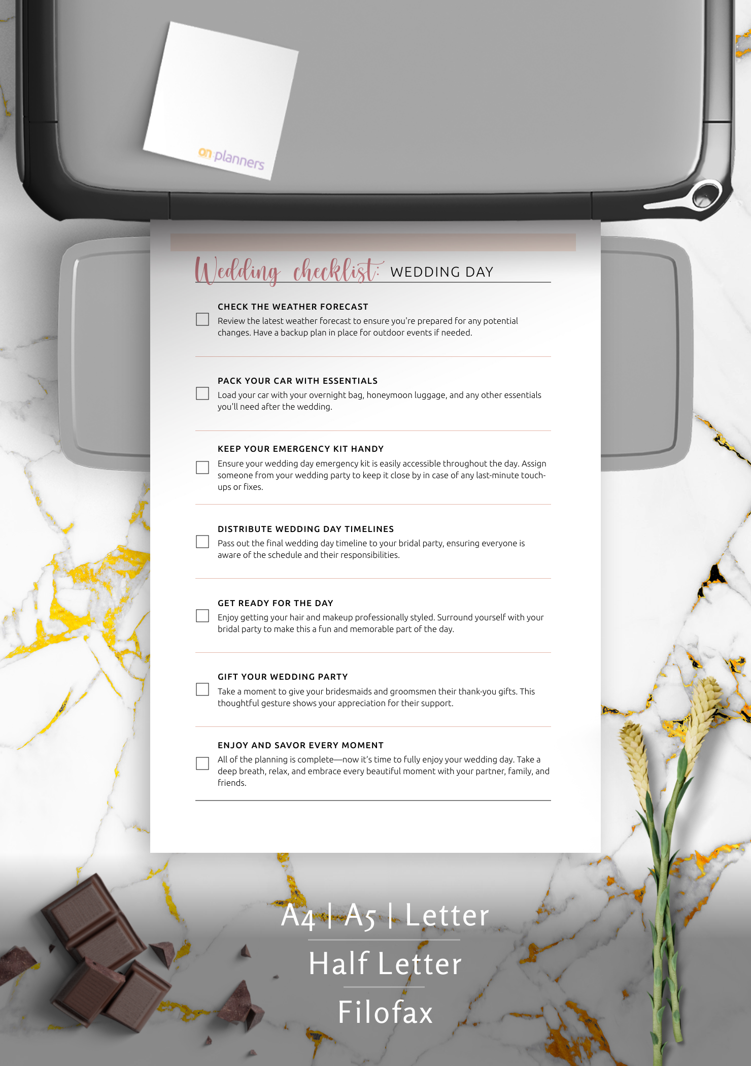 Download Printable Wedding Checklist: Wedding Day PDF