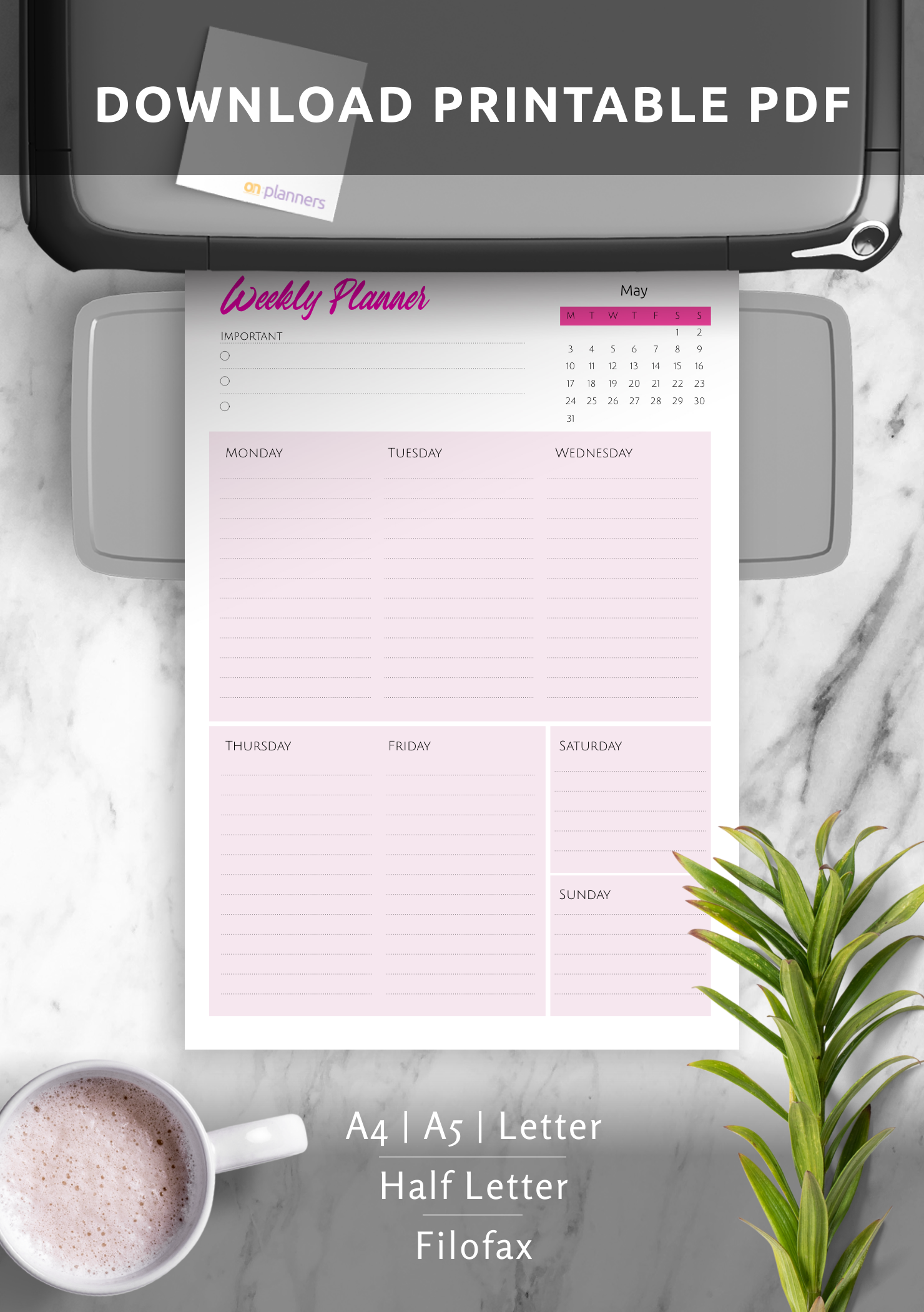 Download Printable Week Plan Template PDF