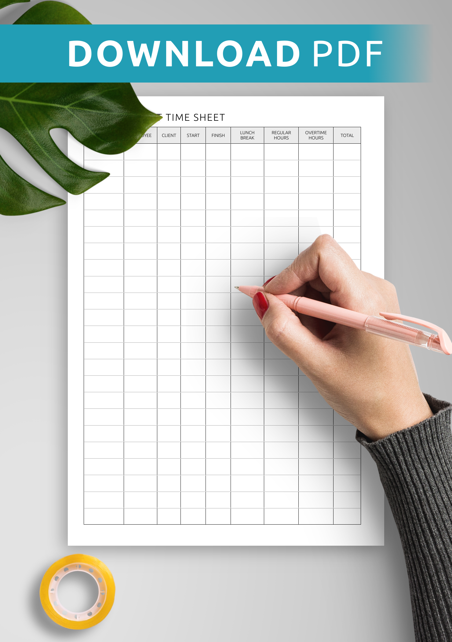 Download Printable Weekly Client Time Sheet Template PDF