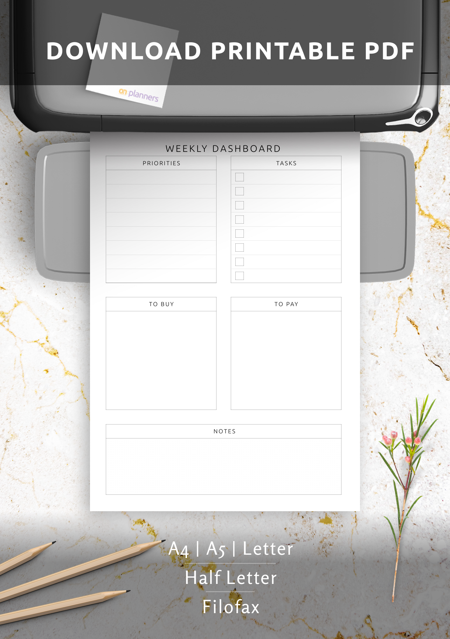 Download Printable Weekly Dashboard Template PDF