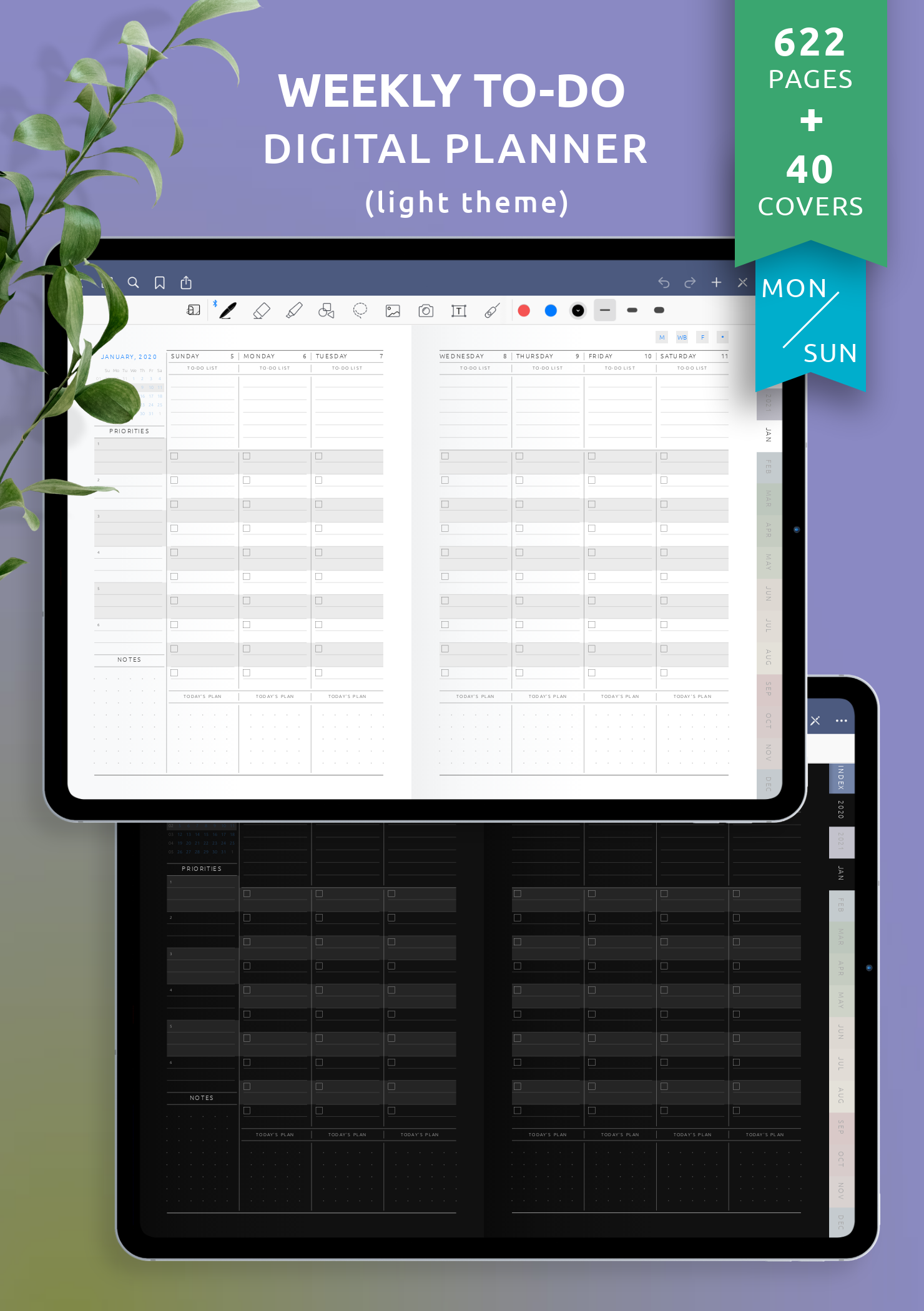 Download Weekly To-Do Digital Planner PDF for GoodNotes, iPad
