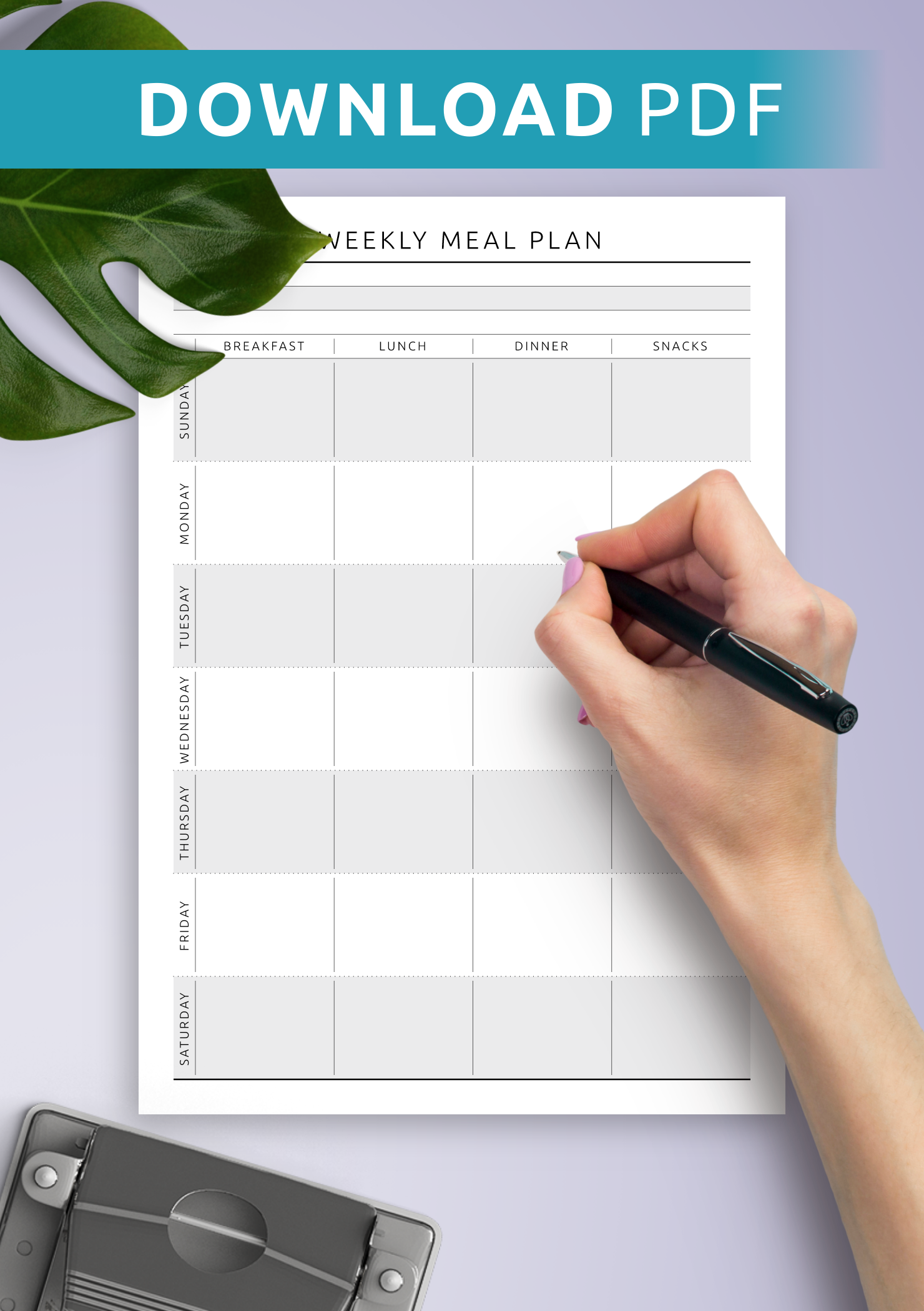 Download Weekly Meal Planner Template PDF – Original Style