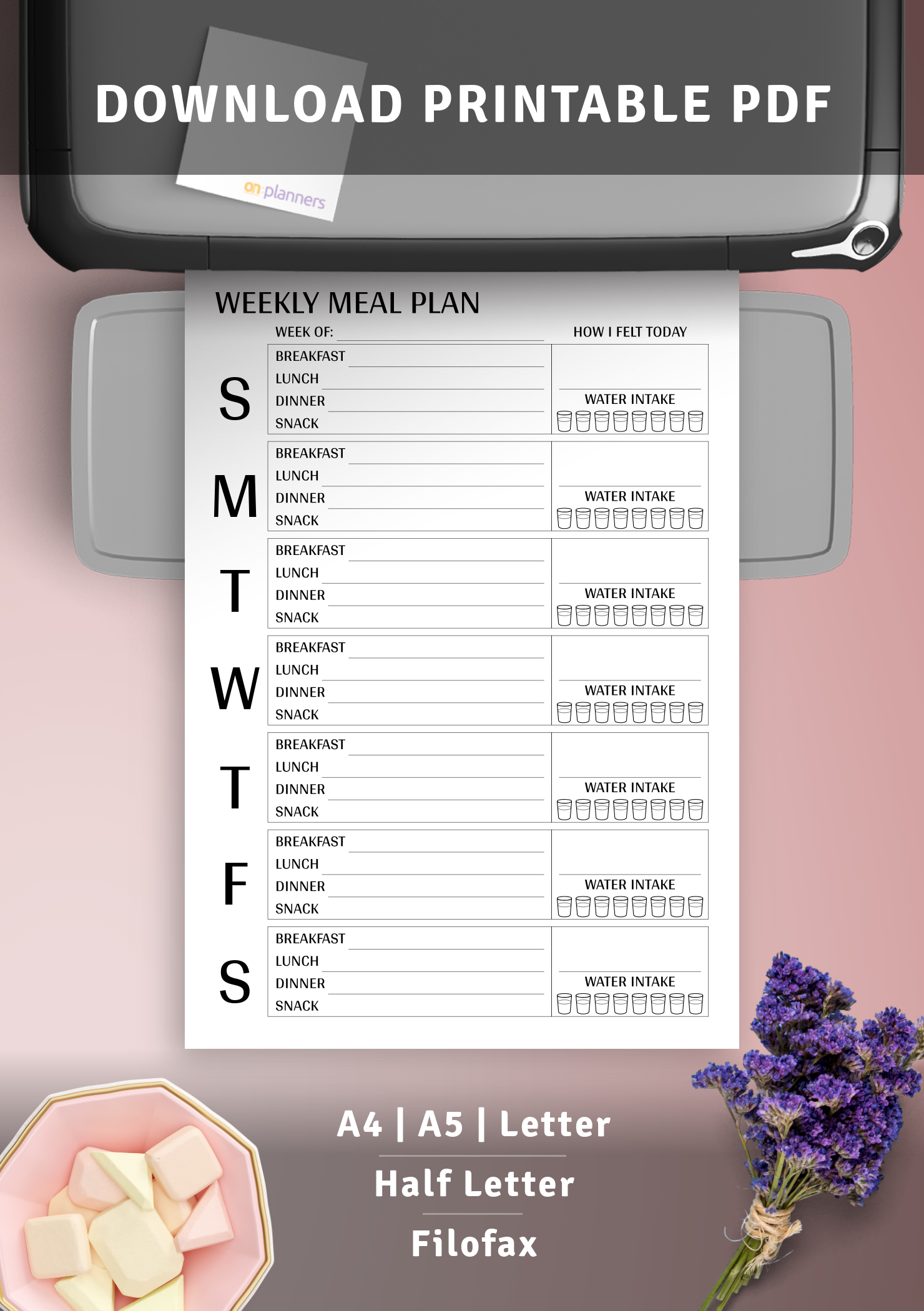 Download Printable Weekly meal plan template PDF
