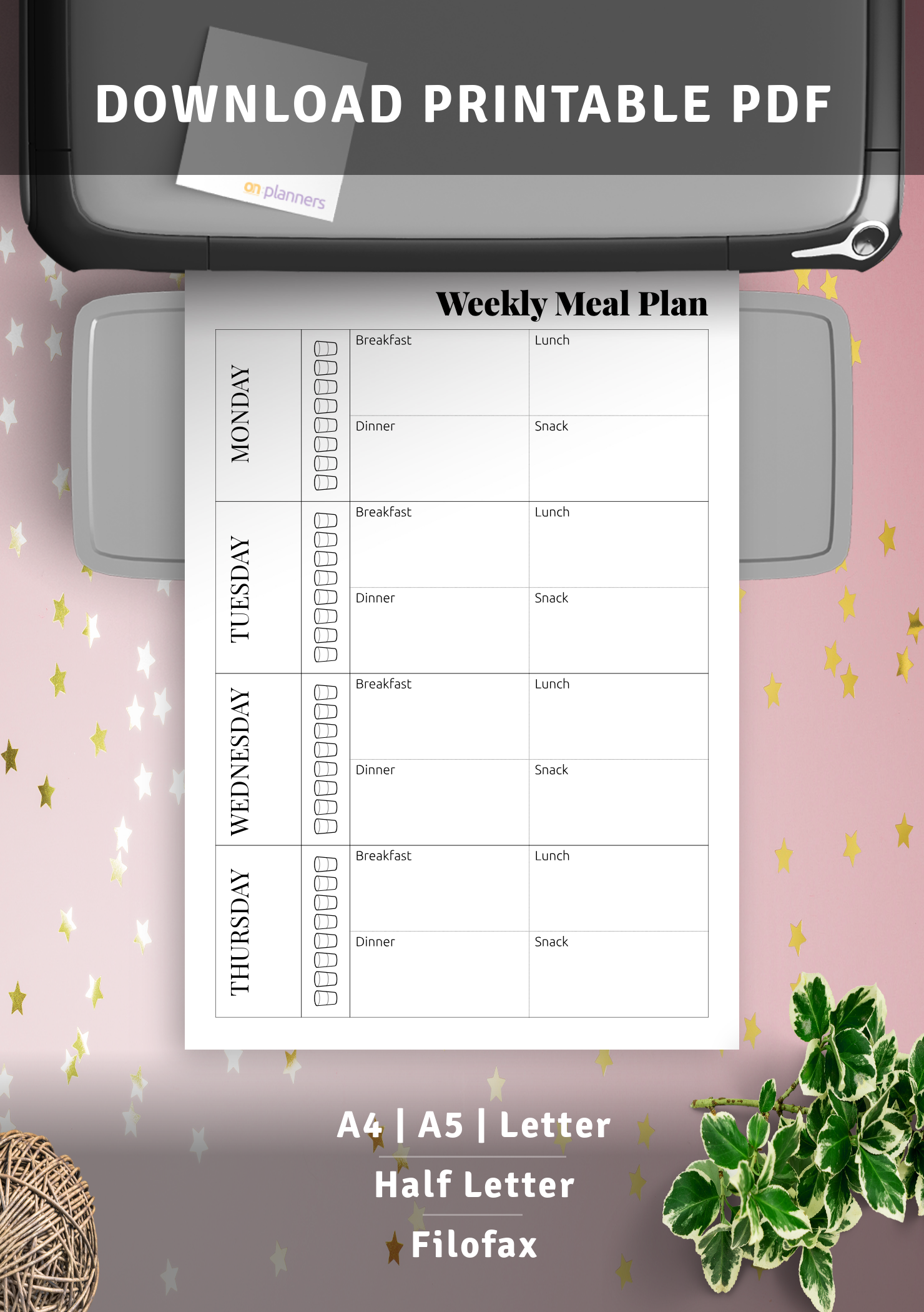 Download Printable Weekly meal planner PDF