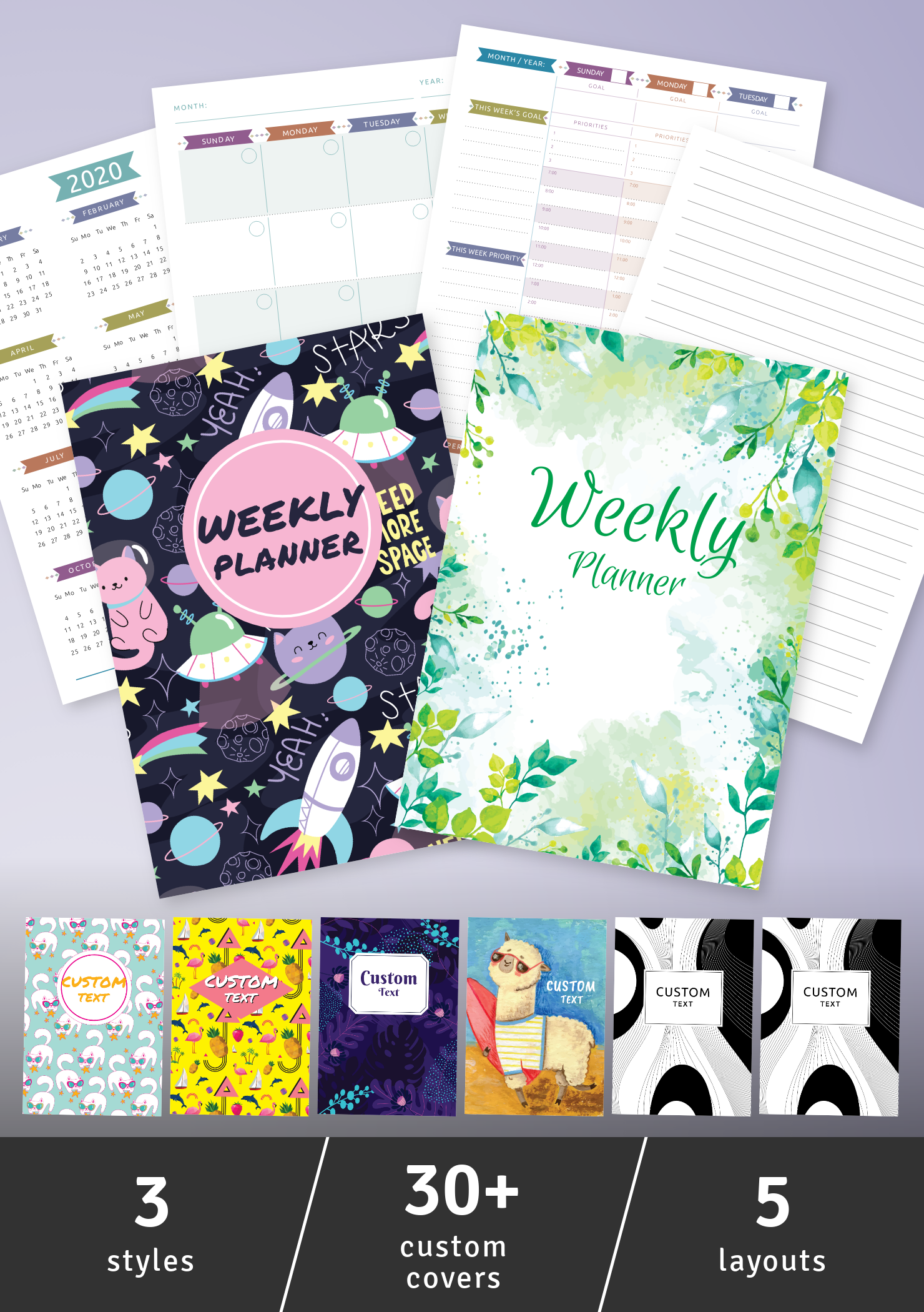 Download Printable Weekly Planner - Casual Style - Undated PDF