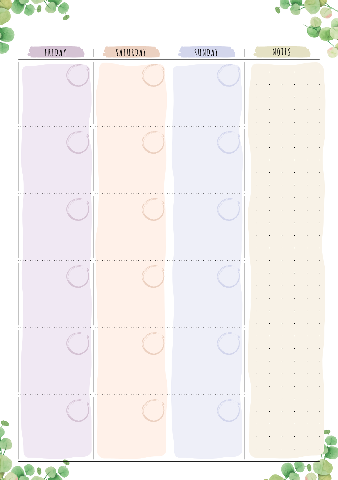 Download Printable Weekly Planner - Floral Style - Undated PDF