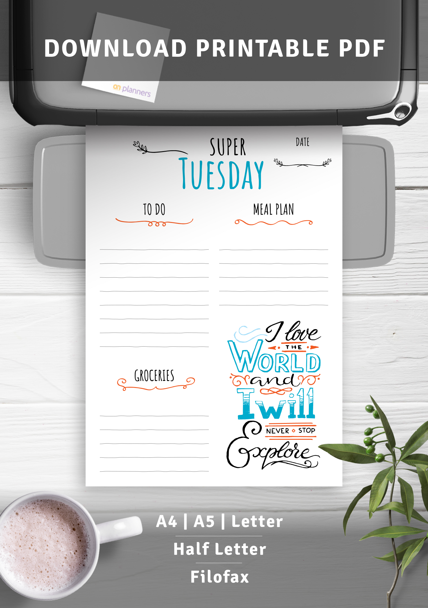 Download Printable Weekly Planner with Goal Quotes PDF