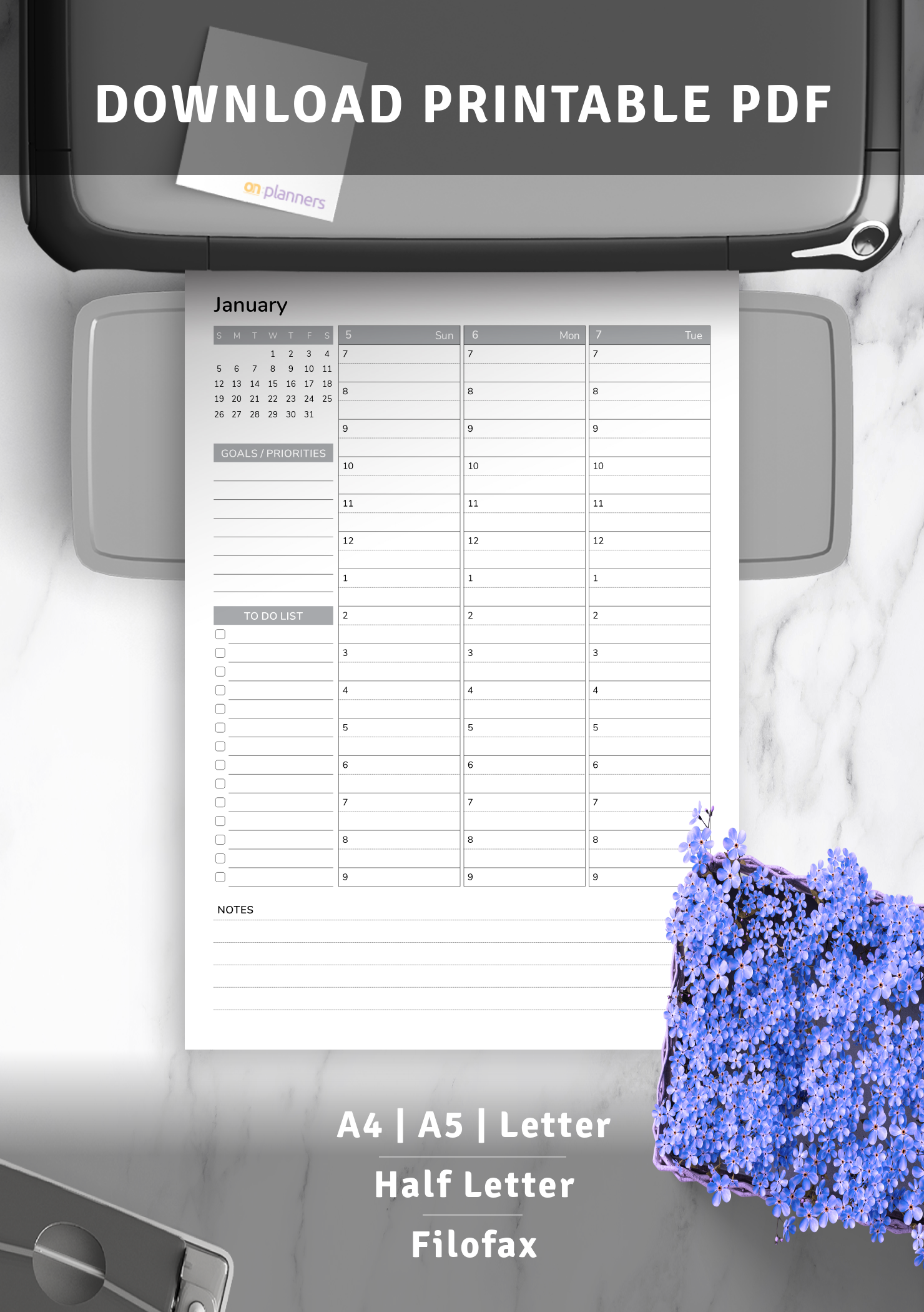 Download Printable Weekly planner with goals and priorities PDF