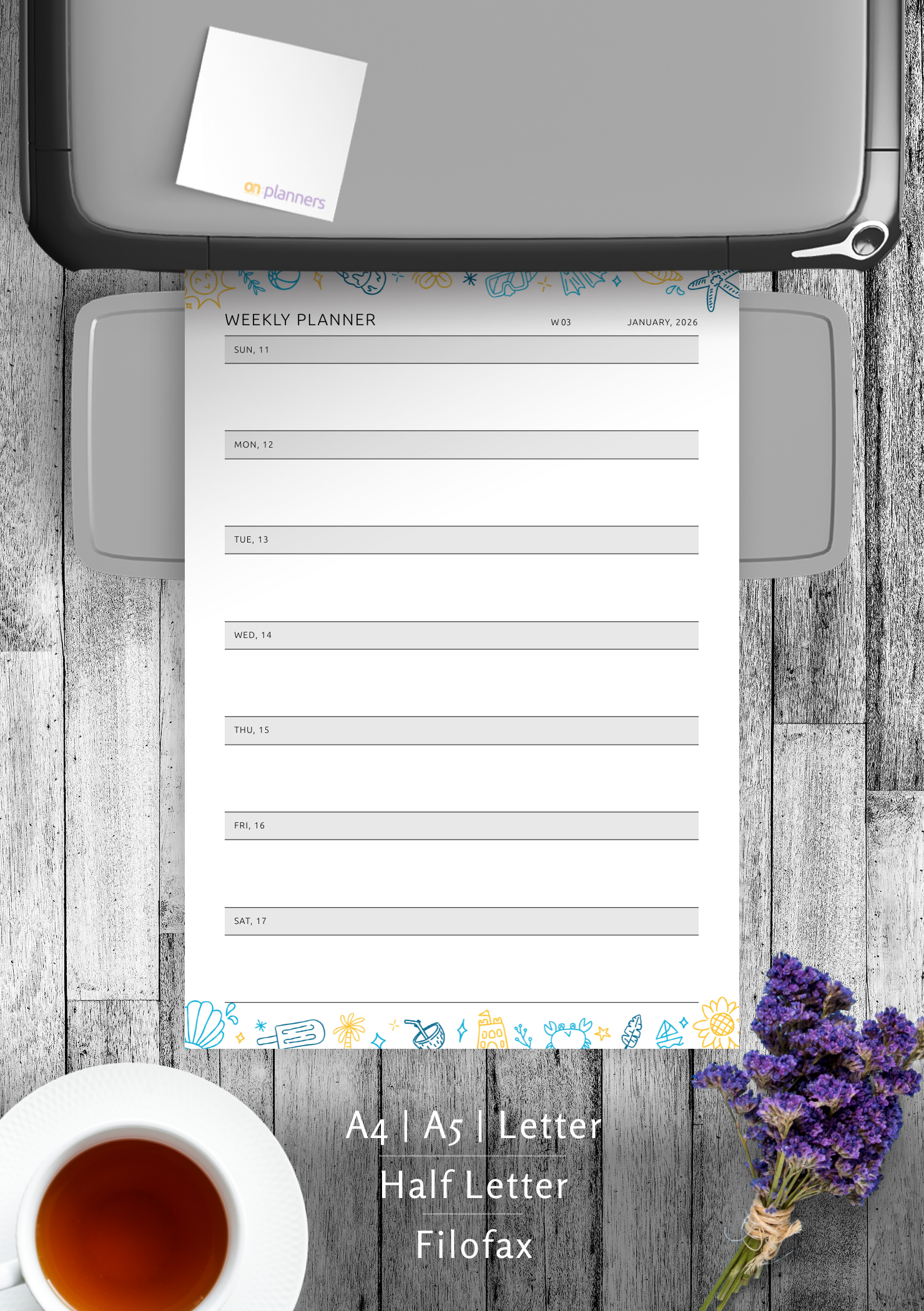Download Printable Weekly Planner – Horizontal Days PDF