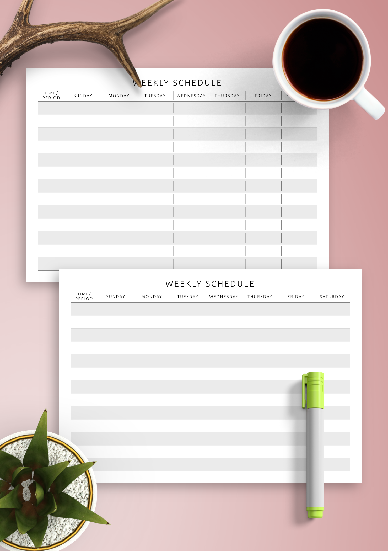 Download Printable Weekly Schedule Template - Landscape View PDF